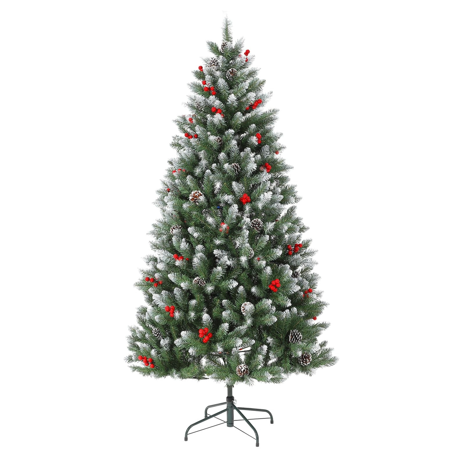 JoanKaren 6' Pre-Lit Christmas Tree with Pine Cones & Red Berries,Metal ...