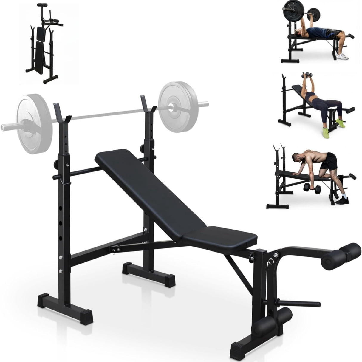 JoanKaren Adjustable Weight Bench,Foldable Bench Press with Squat Rack ...