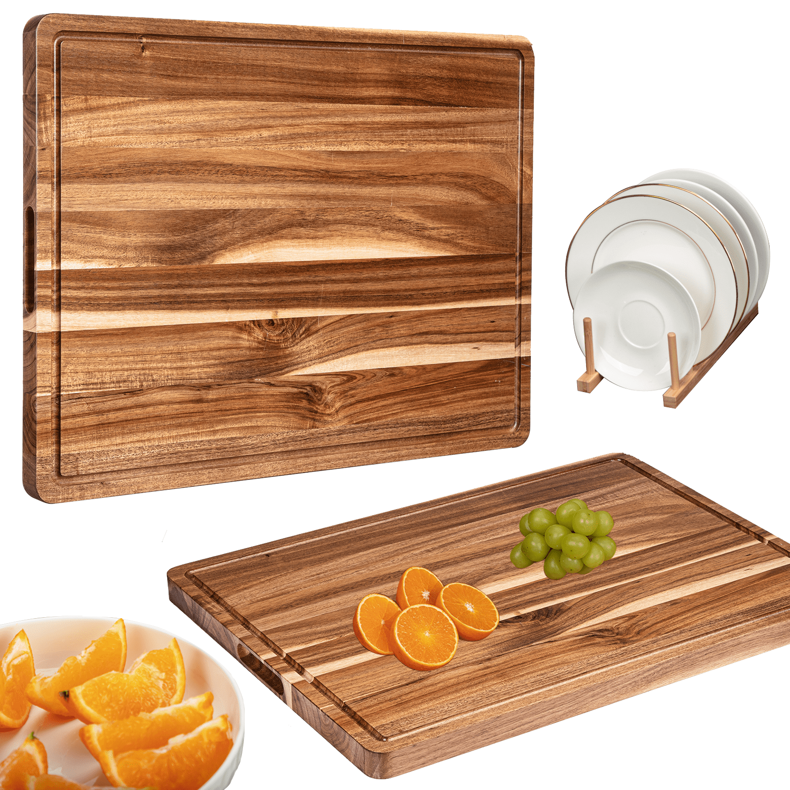 JoanKaren Extra Large 24"x18" Acacia Wood Cutting Board,Reversible ...