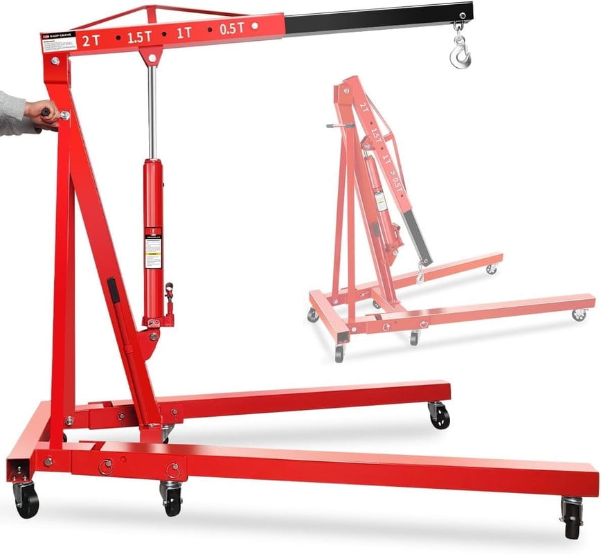 JoanKaren Hydraulic Engine Hoist,2 Ton Max,Heavy Duty Cherry Picker ...
