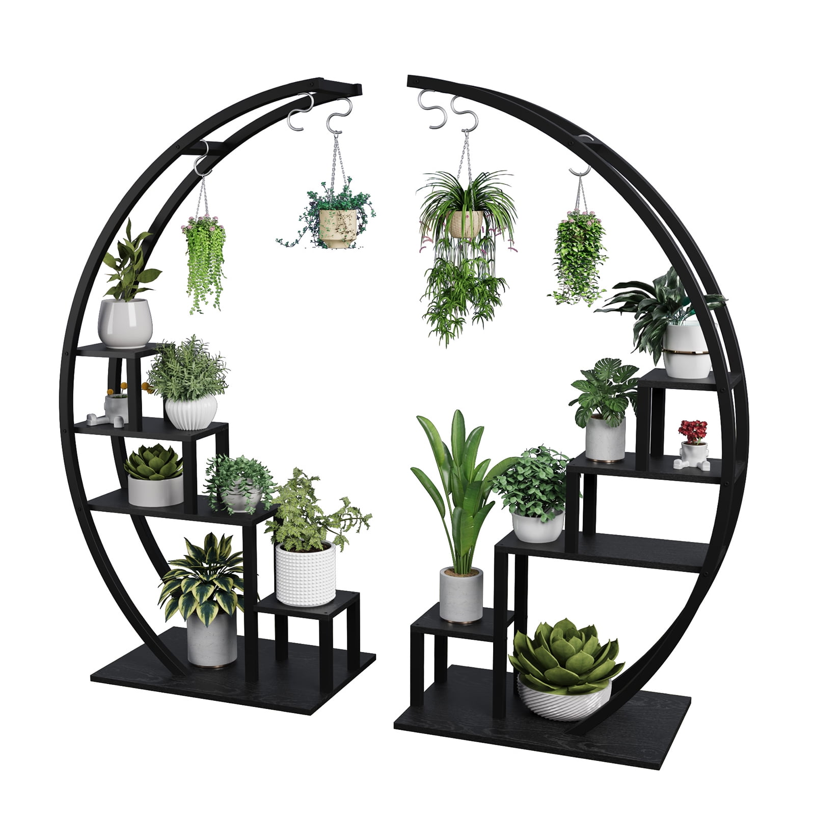 JoanKaren Metal Plant Stand,5 Tier,2 Packs Half Moon Shape Indoor Metal ...