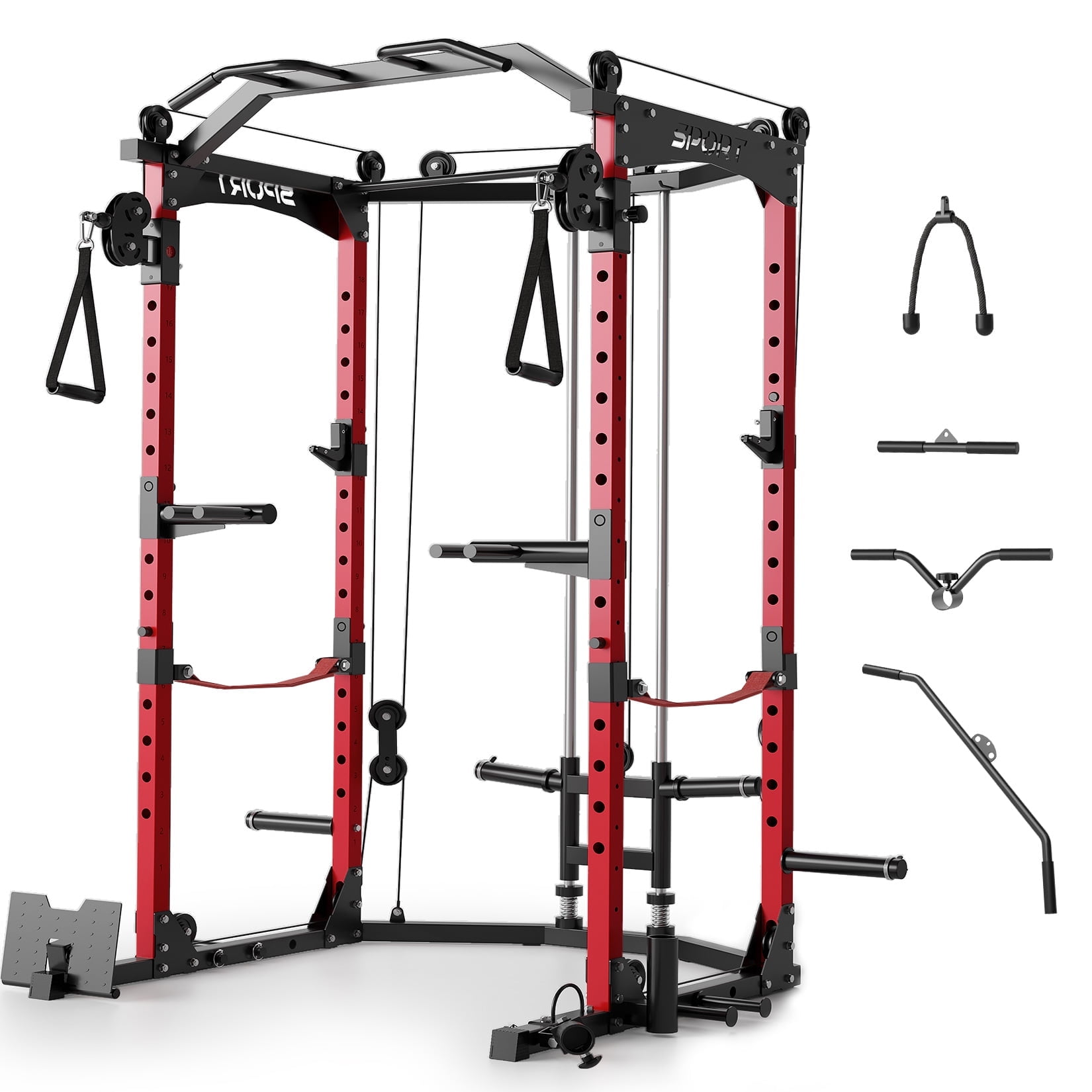 JoanKaren Power Rack Cage,2000lbs Heavy Duty Steel Squat Rack with LAT ...
