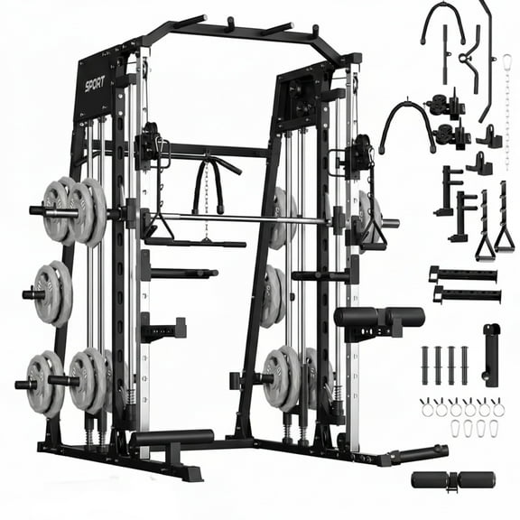 RitFit M1 Smith Machine - Multifunctional Workout Station with Cable Crossover, Squat Rack Power ...