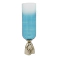 Joane Tall Decorative Vase- Gold Aluminum Stand- Blue-White Glass 21 ...