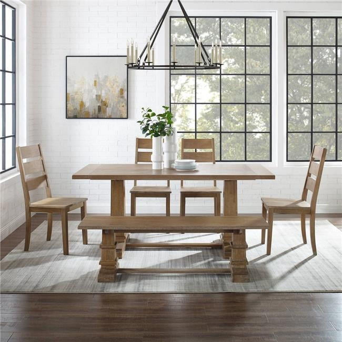 Joanna Dining Set, Rustic Brown - 6 Piece - Walmart.com