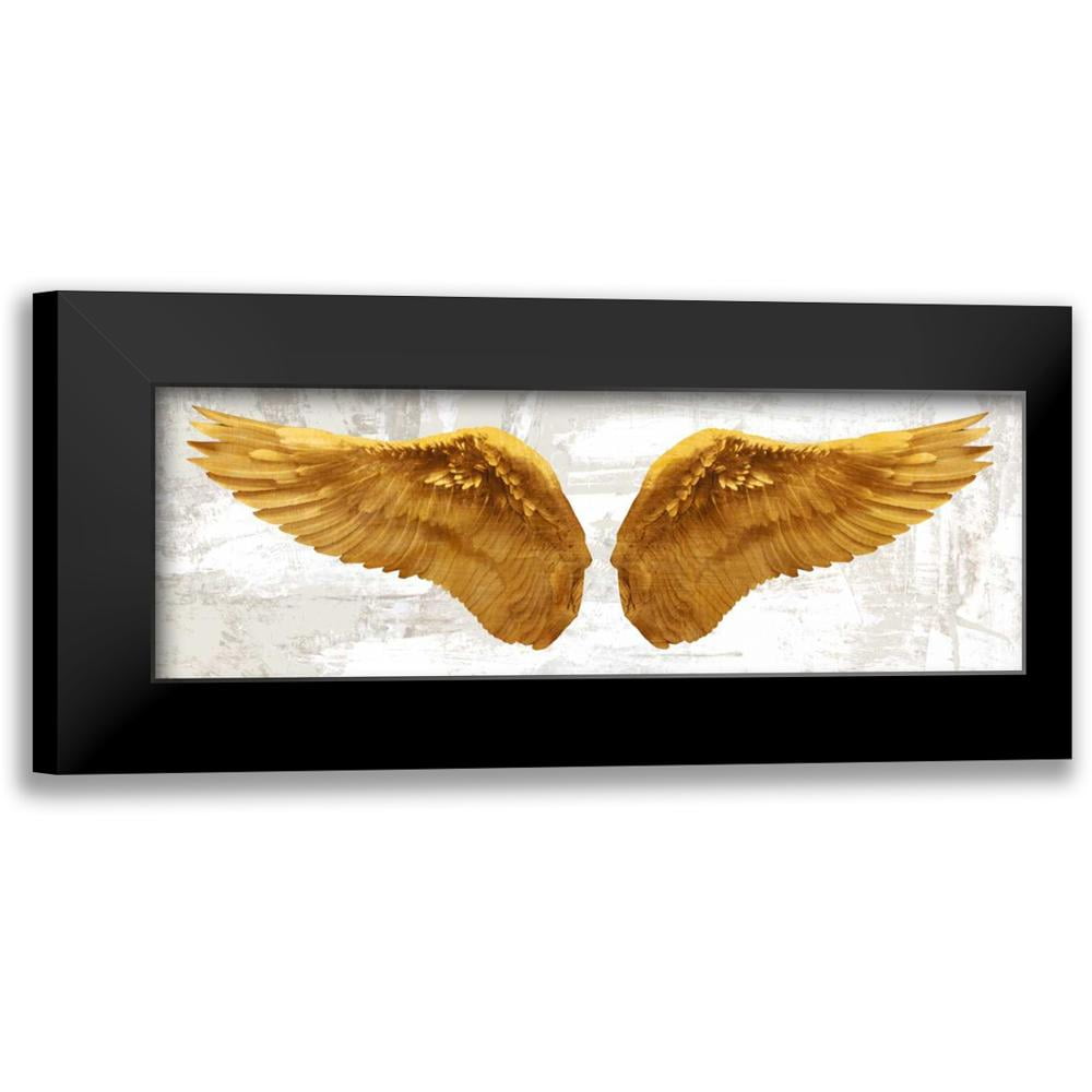 Joannoo 24x11 Black Modern Framed Museum Art Print Titled - Angel Wings ...