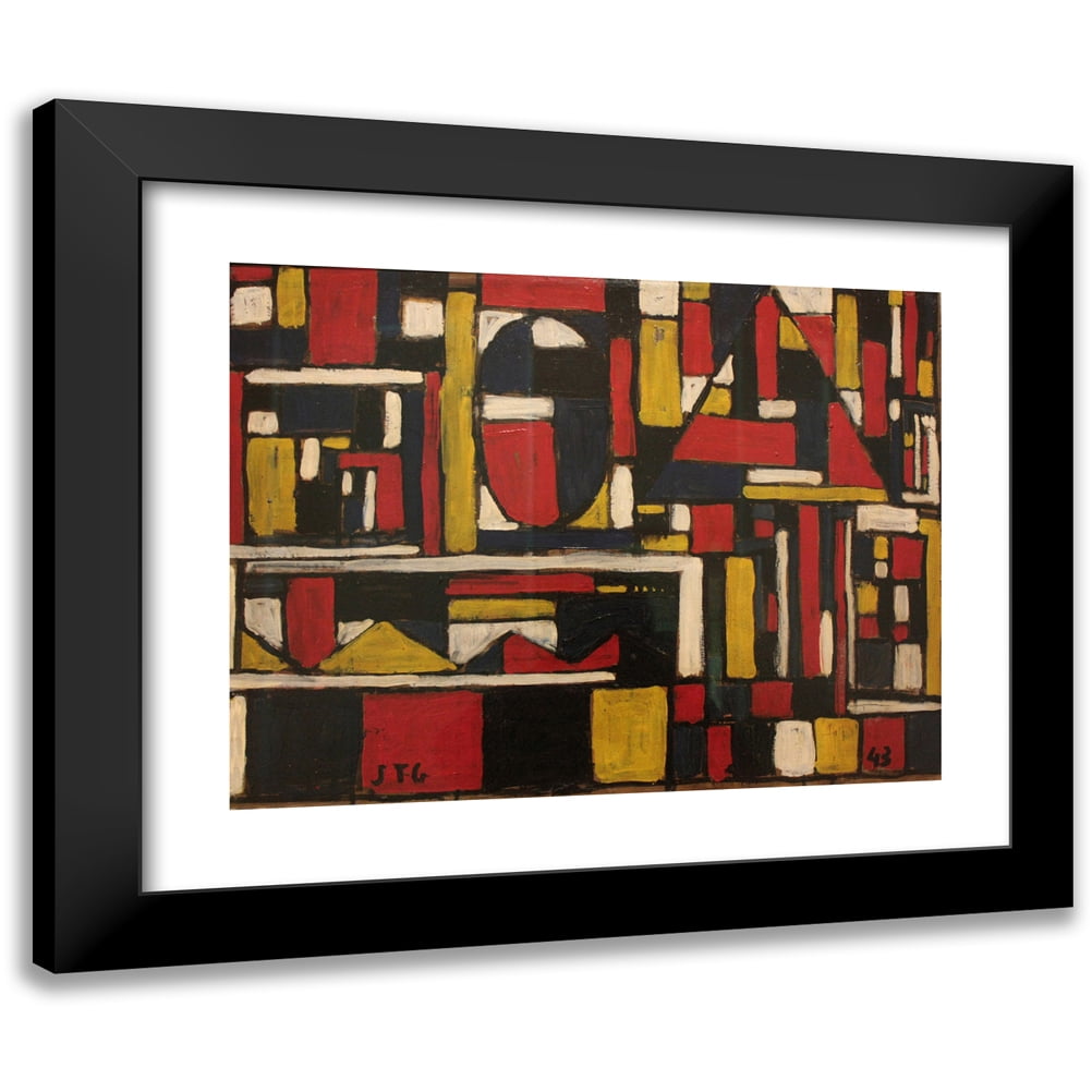Joaquín Torres-García 14x12 Black Modern Framed Museum Art Print Titled - Constructive Structure ...