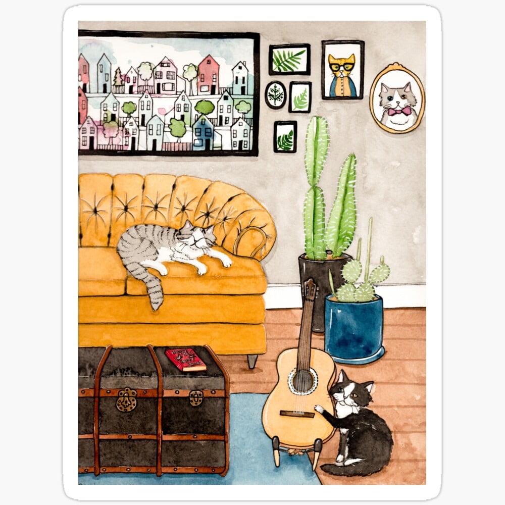 Joaquin And Wally In The Living Room Sticker Phone Decal Water Bottle ...