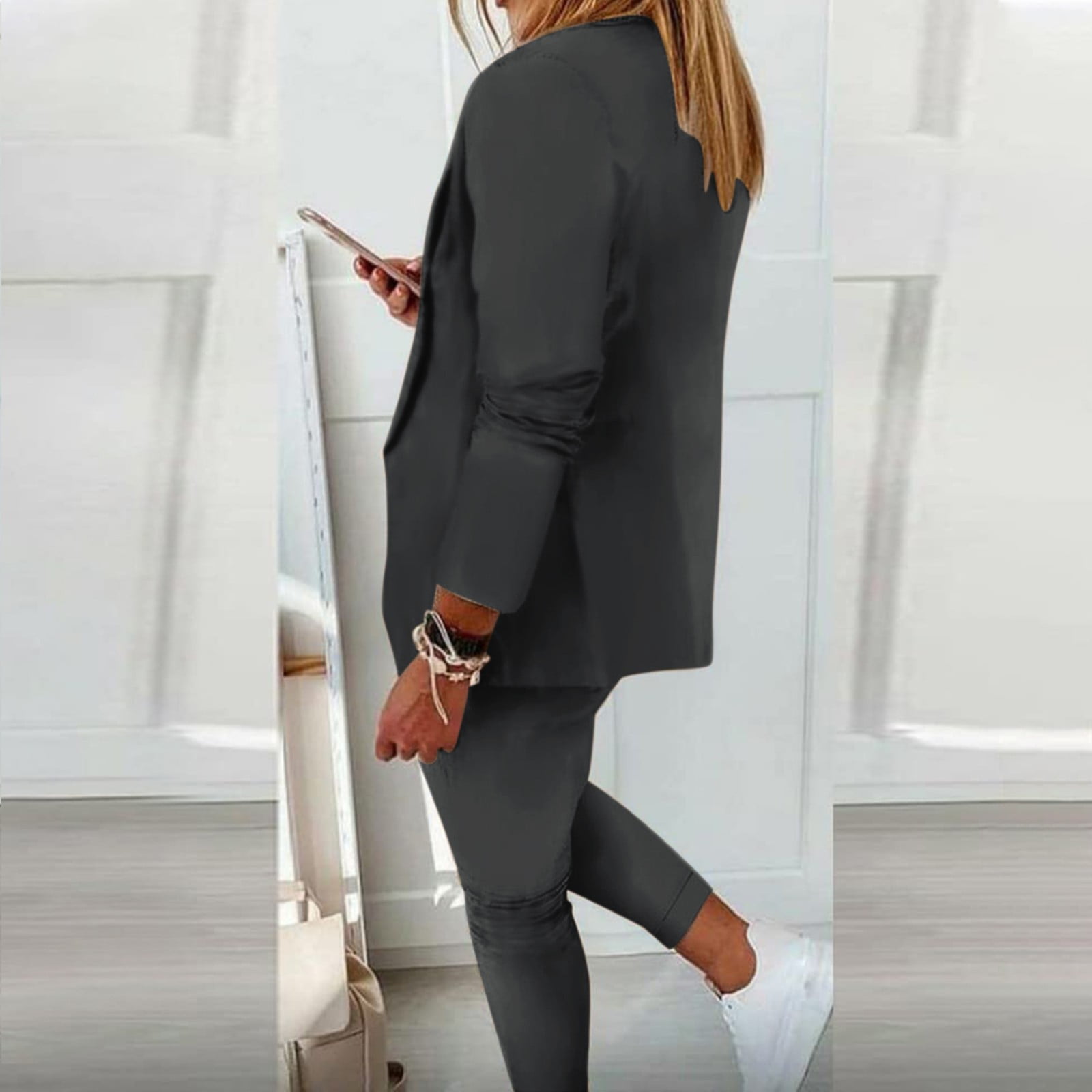 Joau Blazer Sets Women 2 Piece Outifits Open Front Shawl Lapel Blazer ...