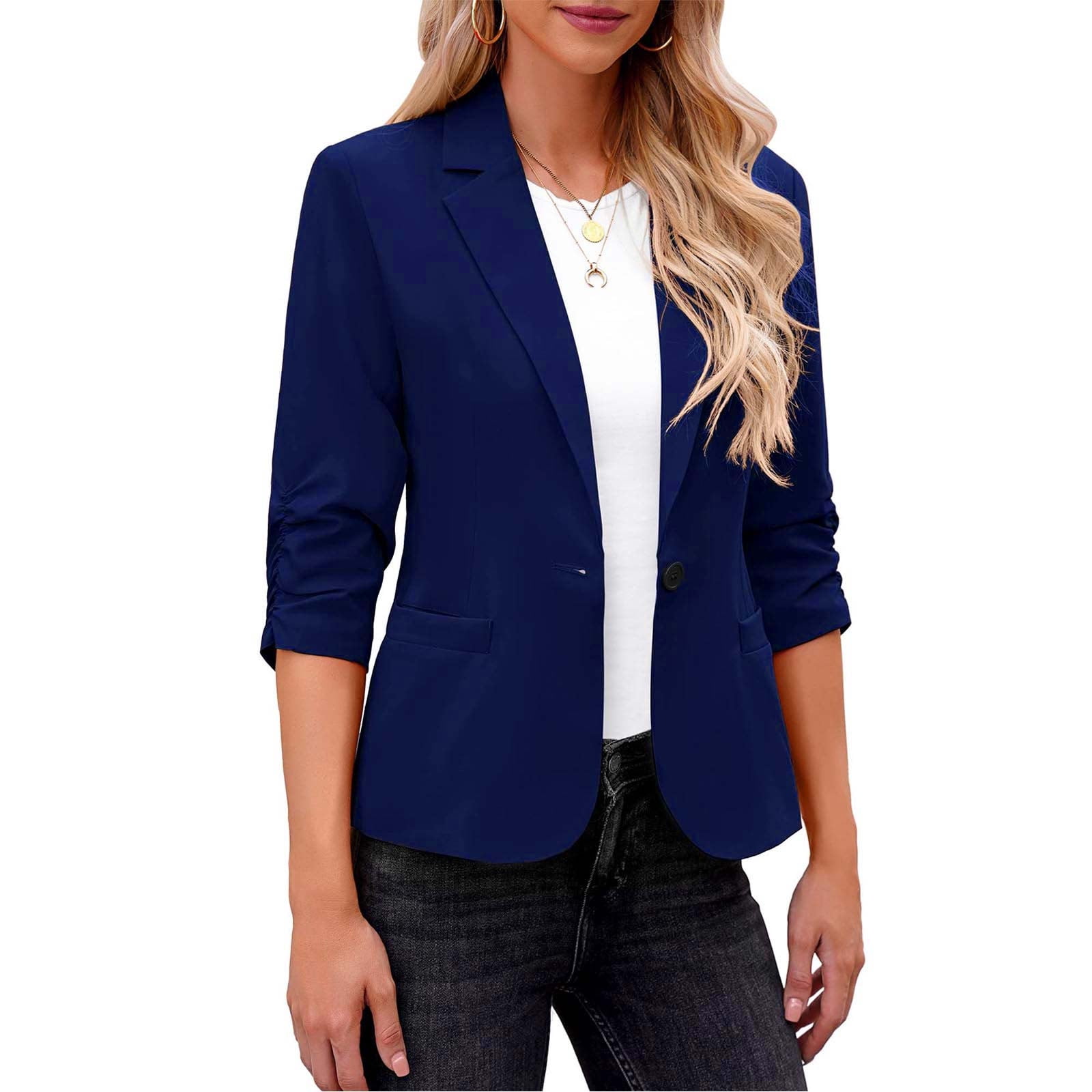 Joau Blazers for Women Business Casual Lapel Collar 3/4 Sleeve One ...