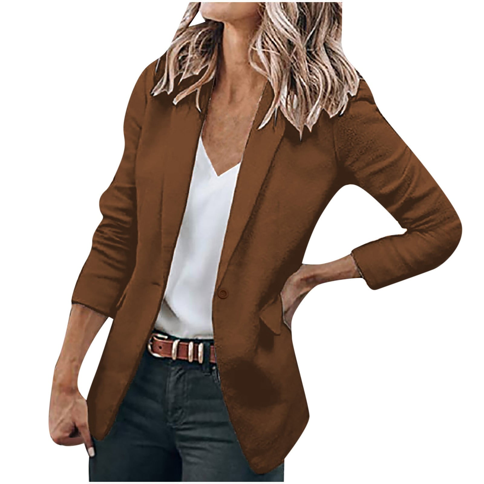 Joau Blazers for Women Business Casual Open Front Long Sleeve Lapel ...