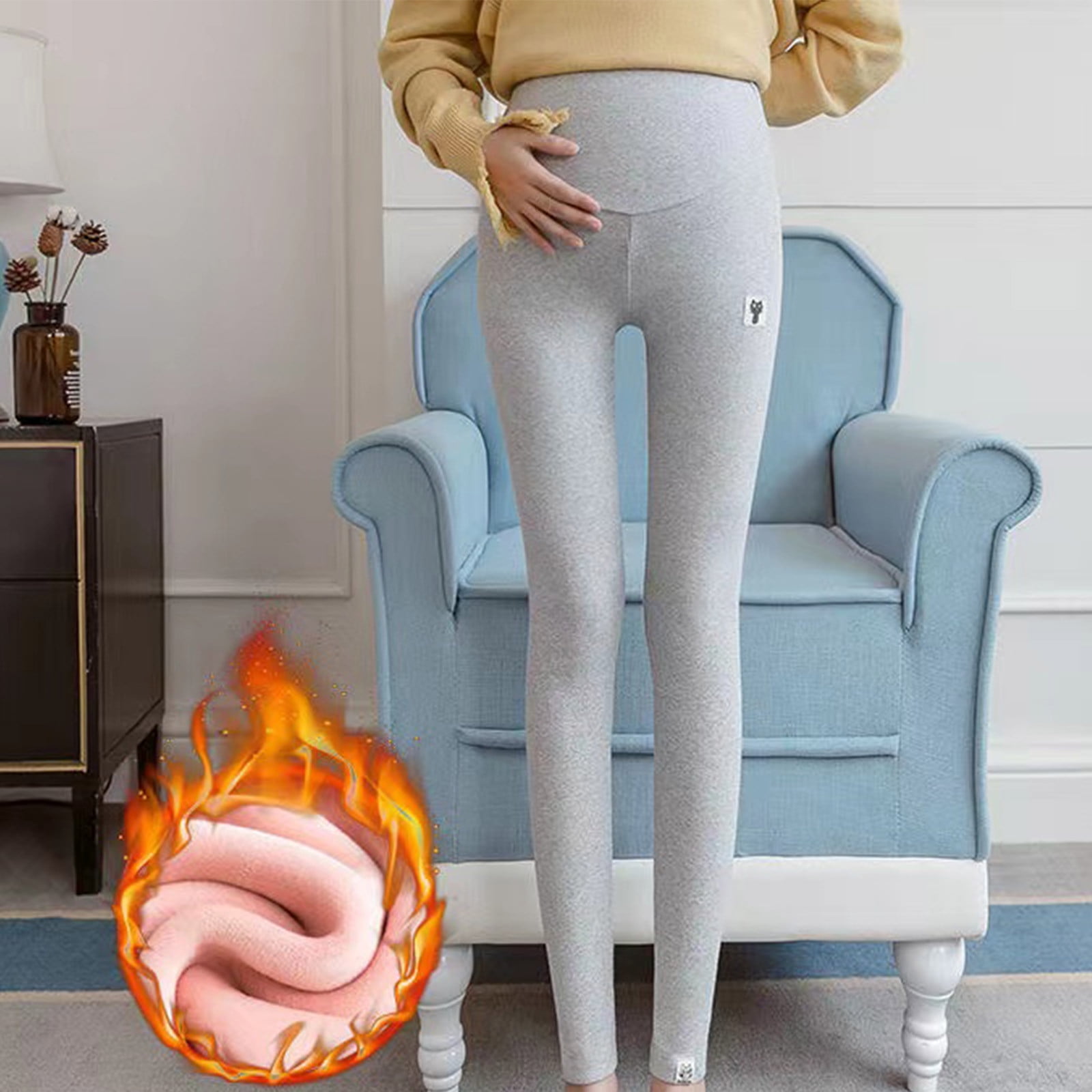 Joau Maternity Fleece Lined Leggings for Women Over The Belly Winter ...