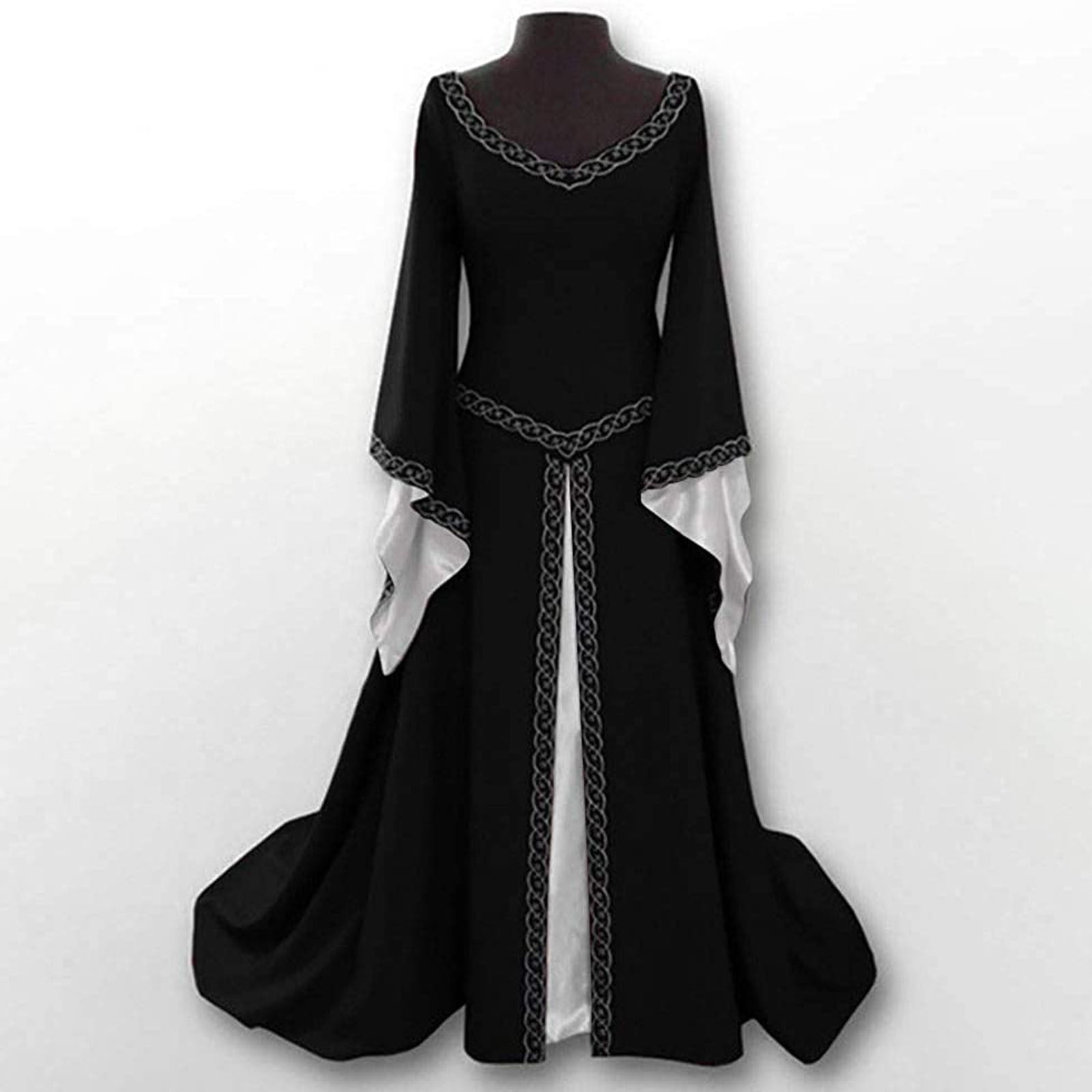 Joau Renaissance Medieval Dress for Women Halloween Flared Sleeve Wide ...