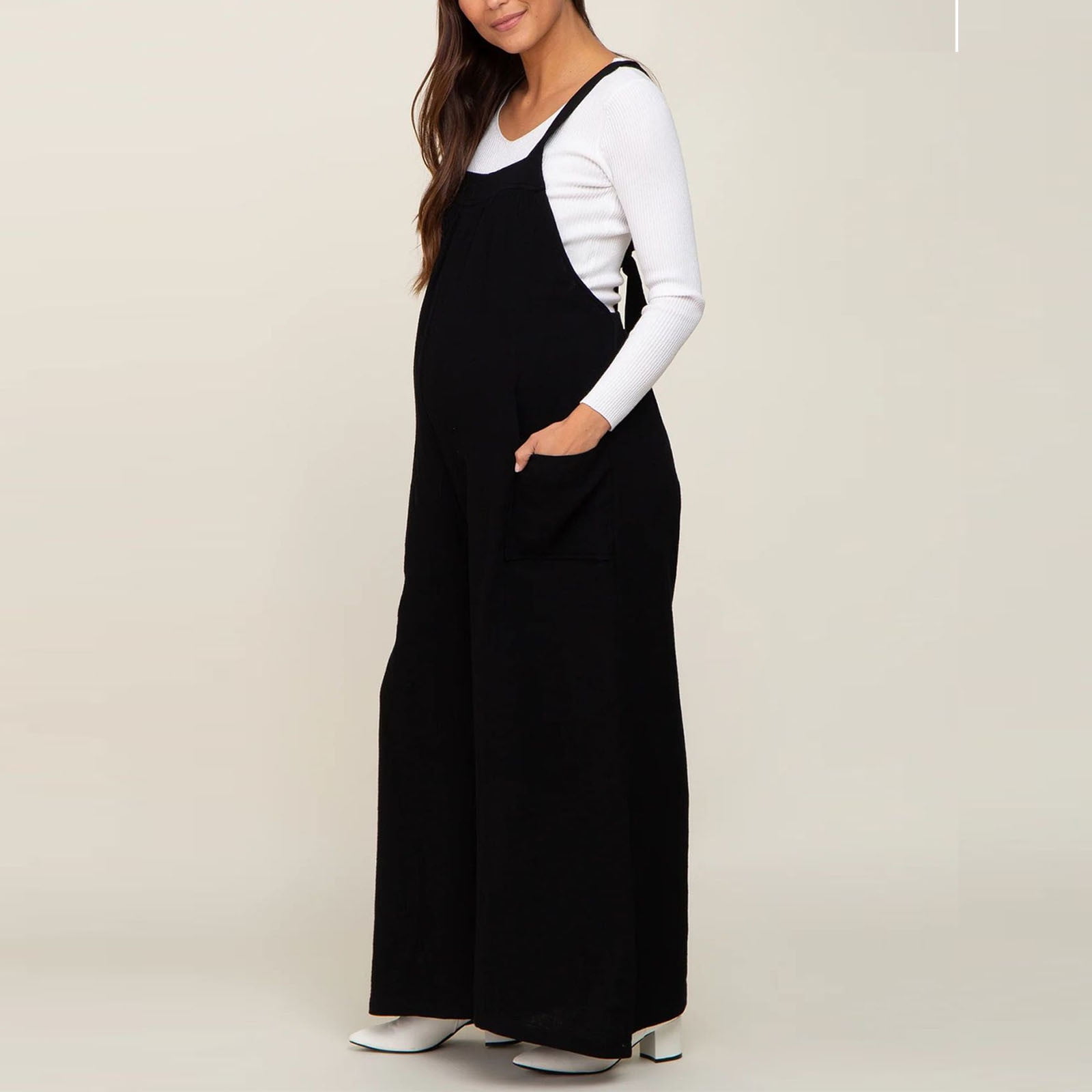 Joau Women's Maternity Bib Overalls Cotton Linen One Piece Jumpsuits ...