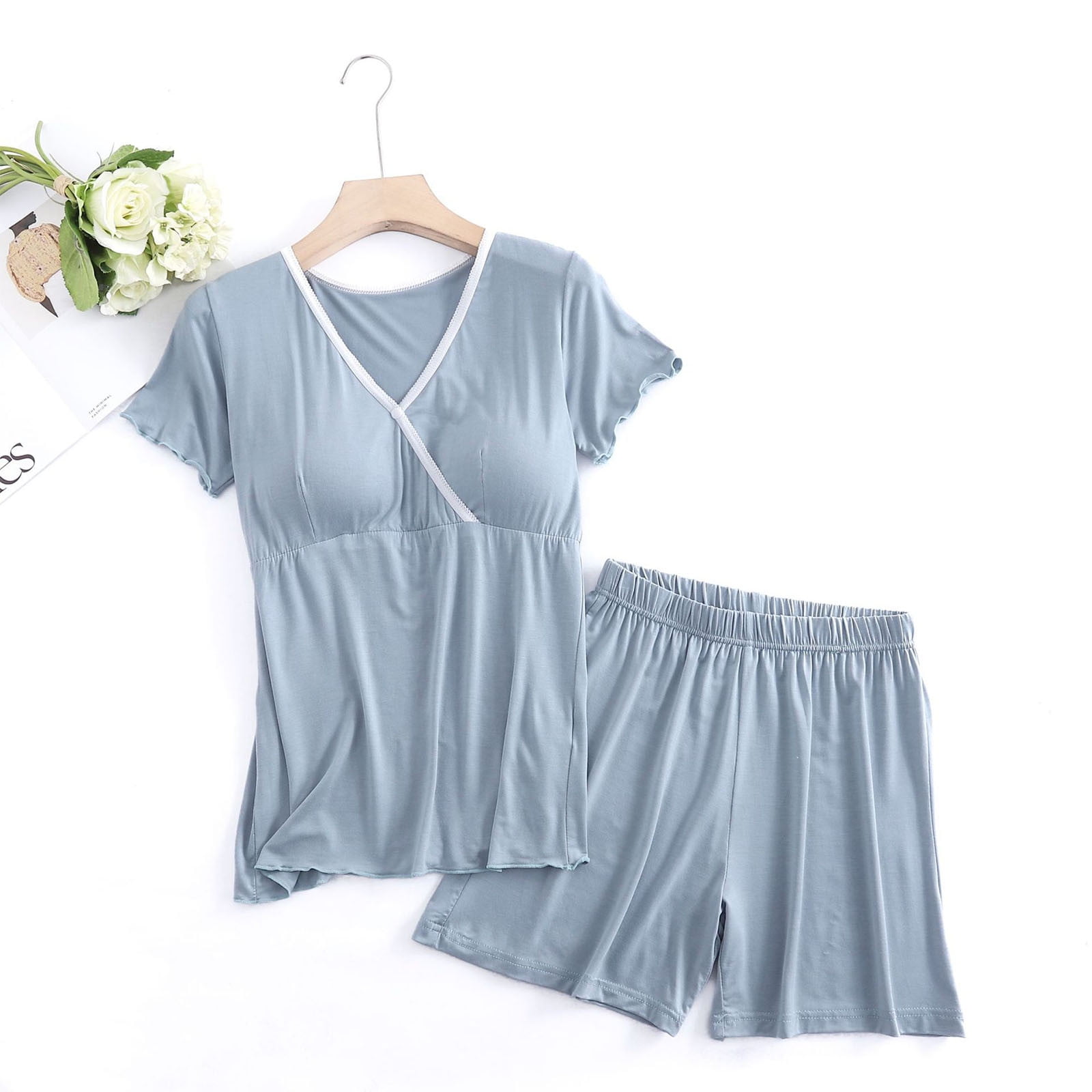 Joau Women's Maternity Nursing Pajamas Sets 2 Piece Outfits Short ...