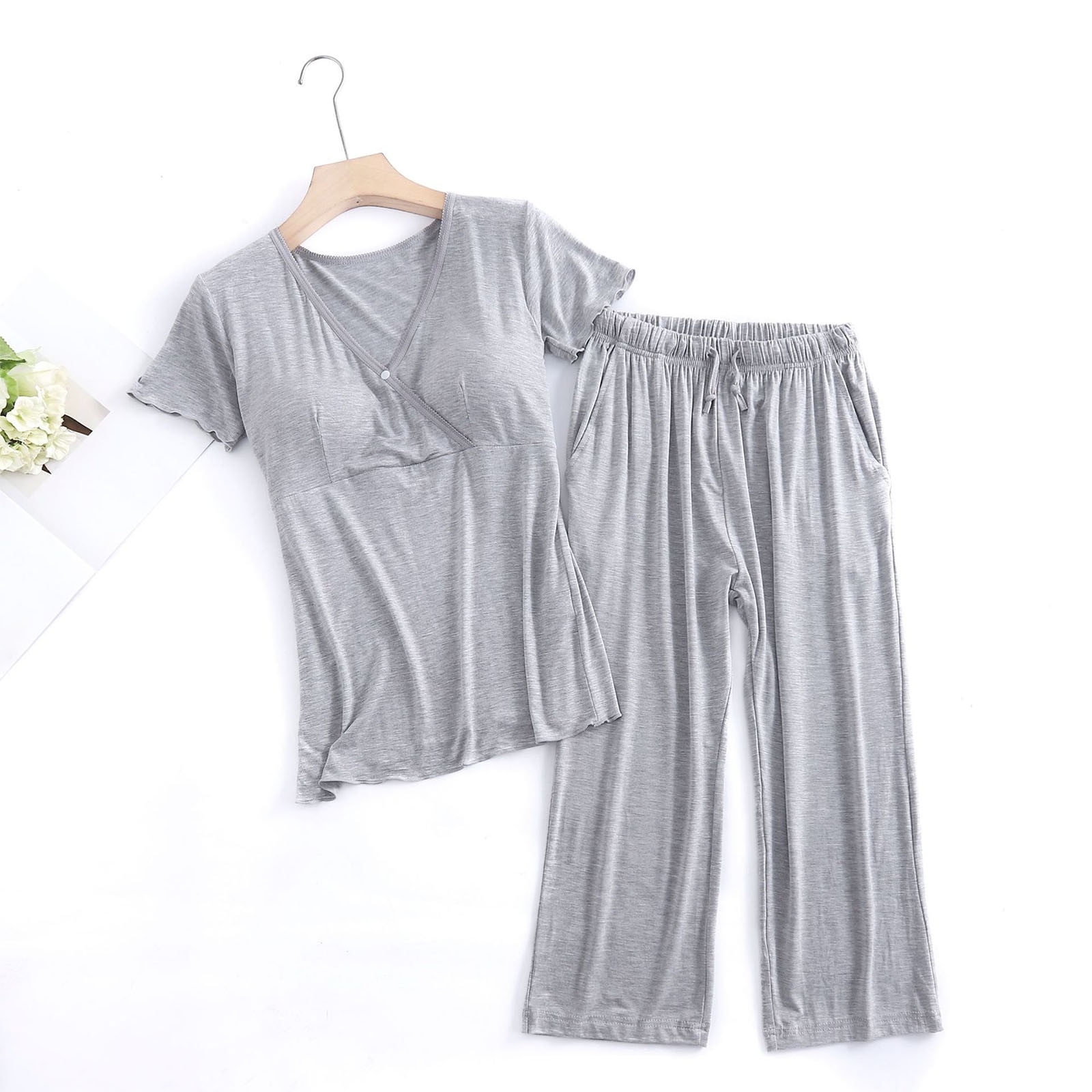 Joau Women's Postpartum Nursing Pajamas Set 2 Piece Maternity Outfits ...
