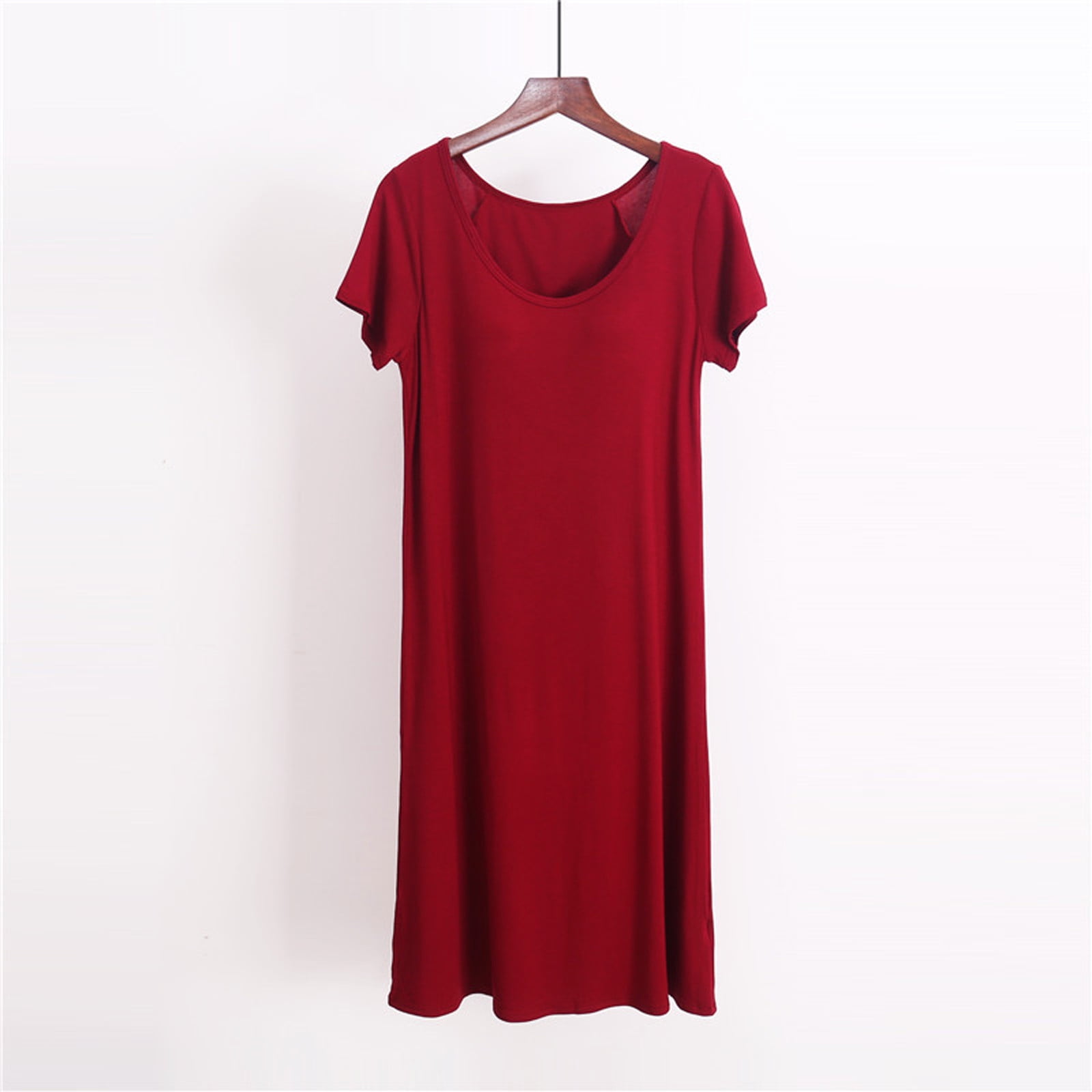 Joau Women's Solid Color Pajamas Nightshirt, Short Sleeve, Spoon Neck ...