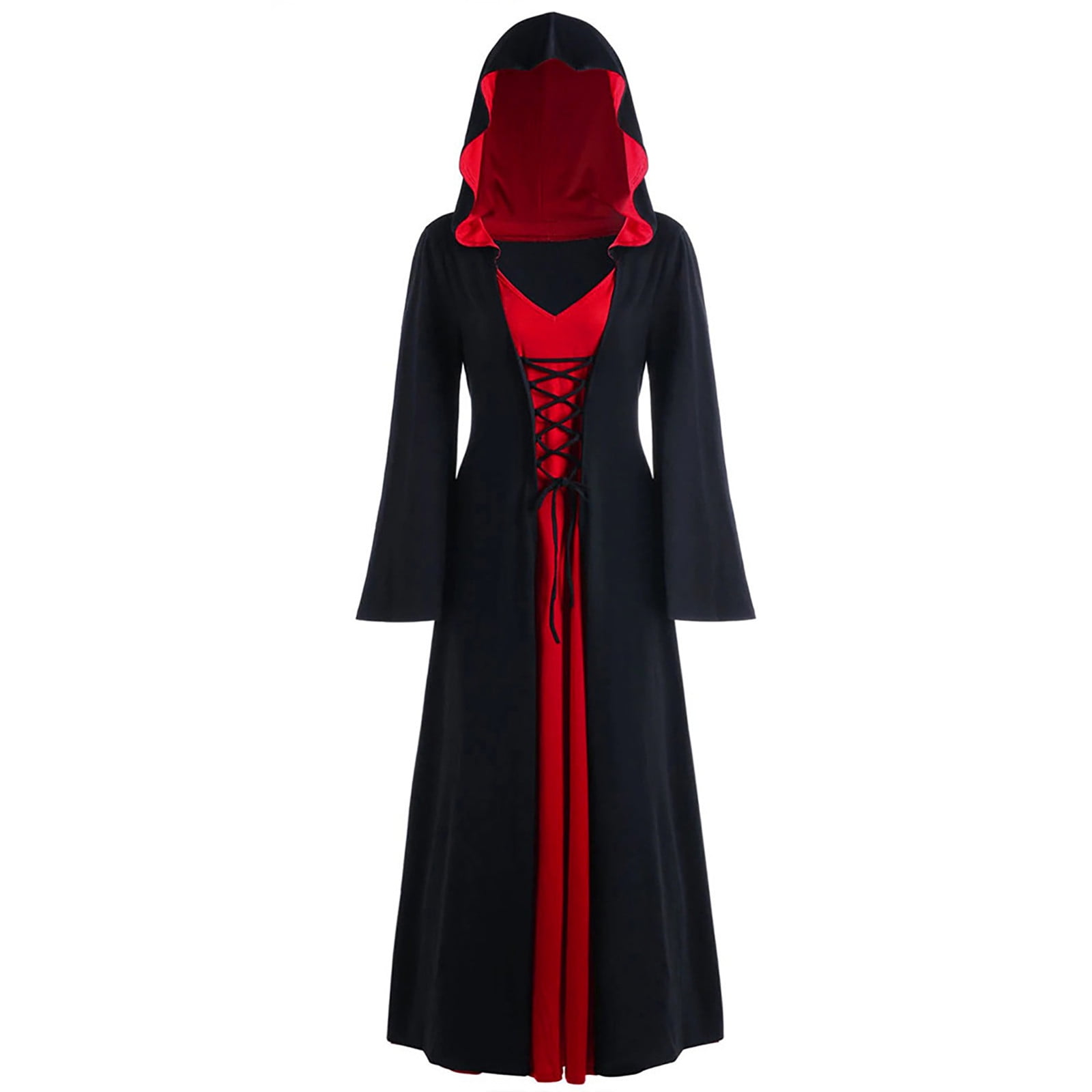 Joau Women's Vintage Gothic Steampunk Hooded Dresses Medieval ...