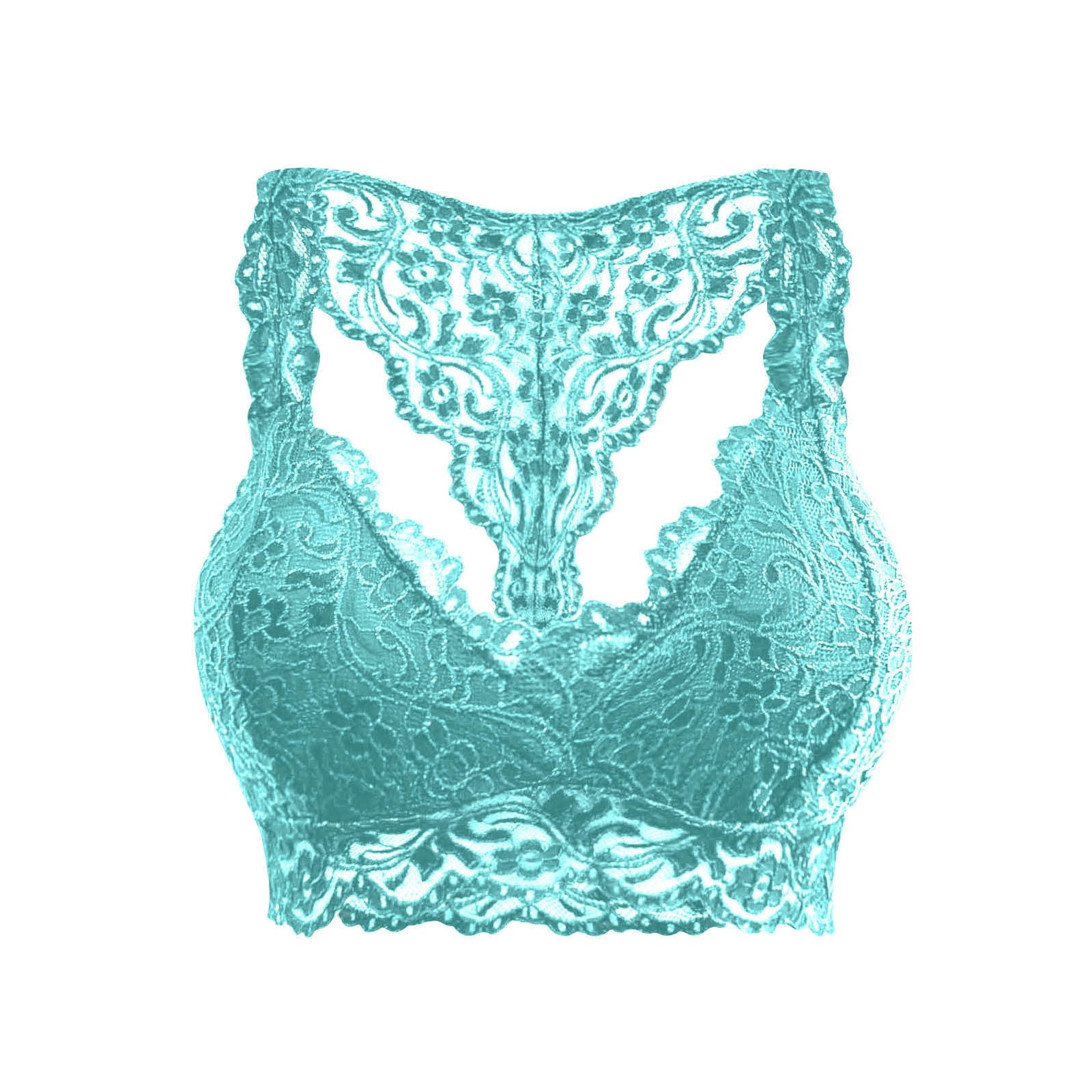 Joau Womens Floral Lace Racerback Bralettes Padded Breathable Seamless ...