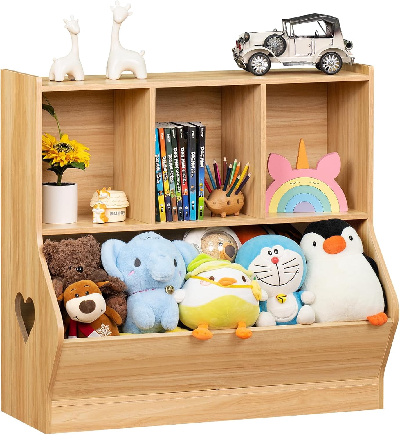 Joaxswe Kids Bookcase Toy Storage Organizer, Wooden Toy Chest for Kids ...