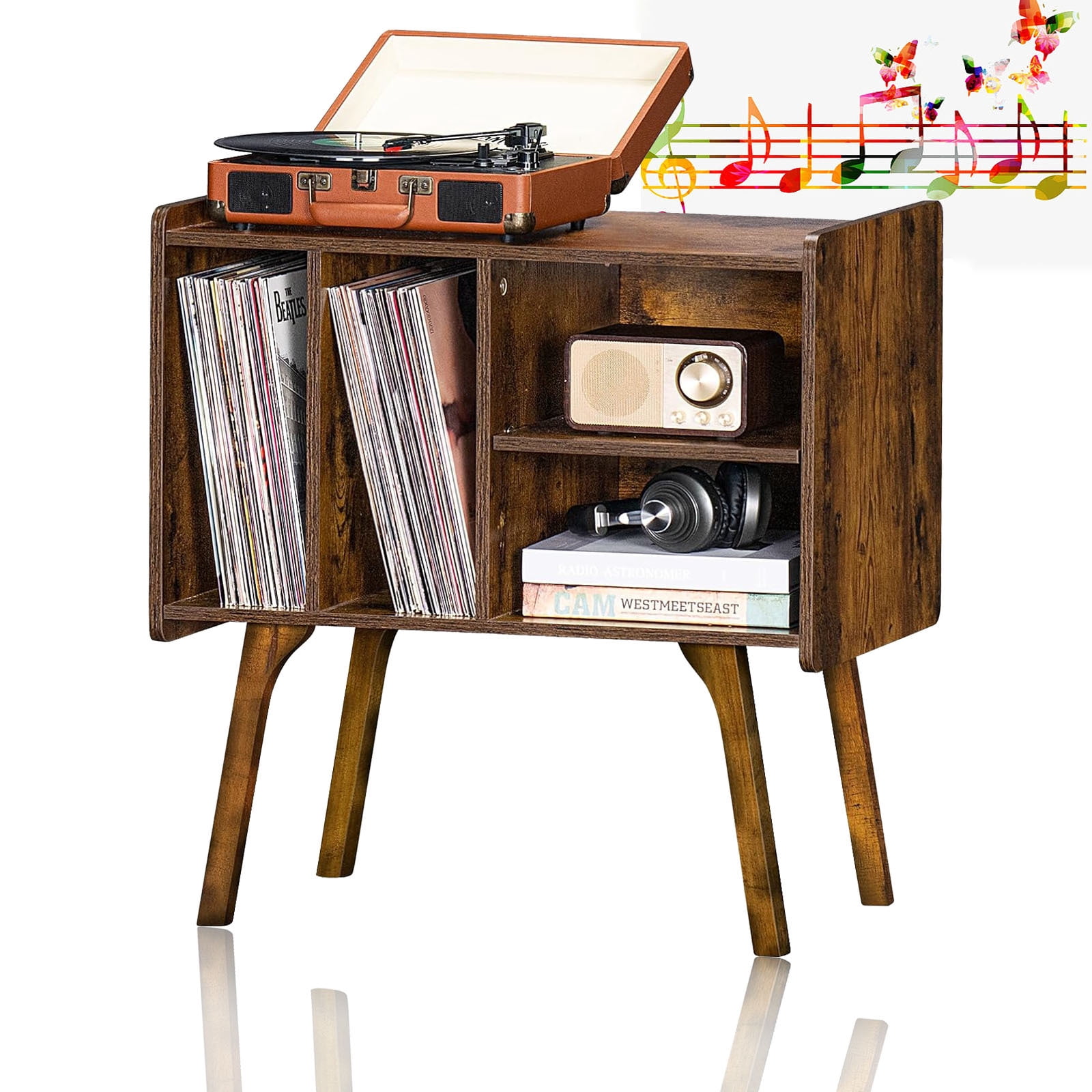 Joaxswe Record Player Stand, Vinyl Record Player Storage Table Holds up ...