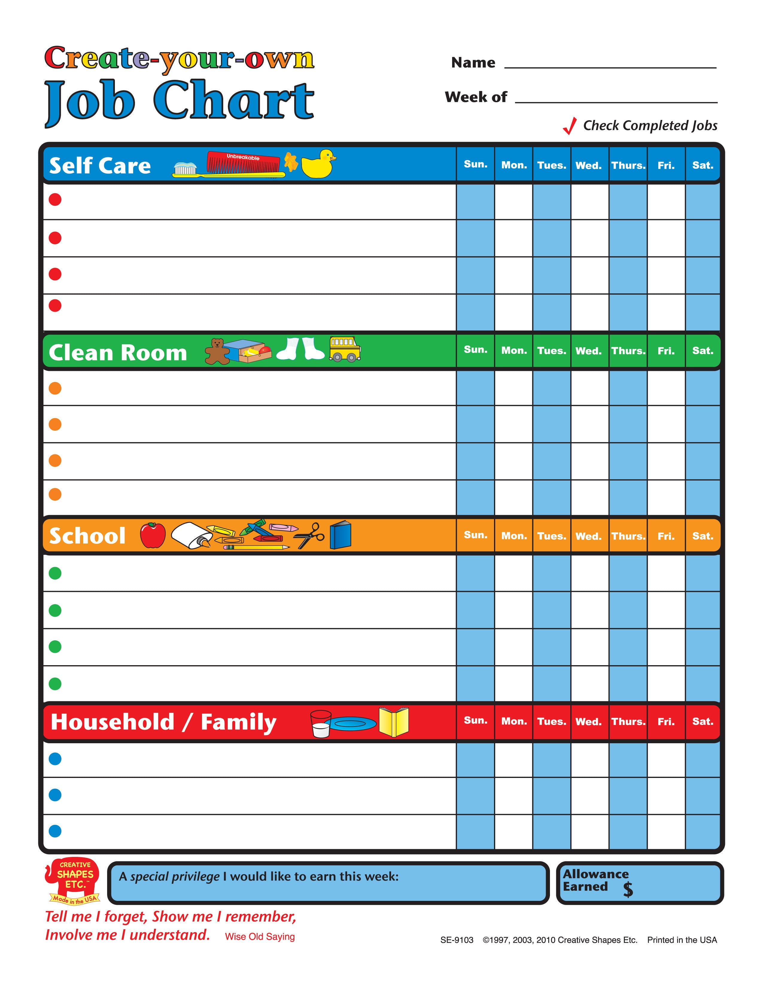SHAPES ETC. Job Chart - Create Your Own - Walmart.com