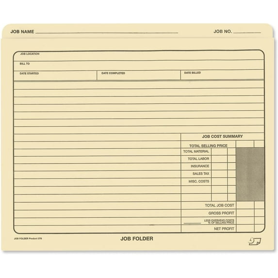 Job Folders Manila File Jacket 10” x 12” – Heavy Duty - Preprinted to ...
