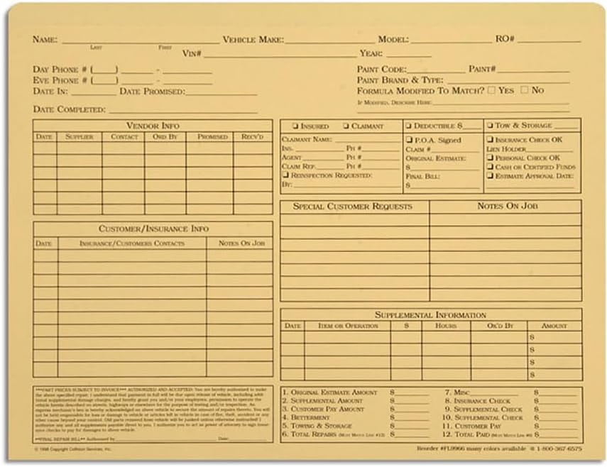 Job Folders Repair Order Pastel Manila (100) - Walmart.com
