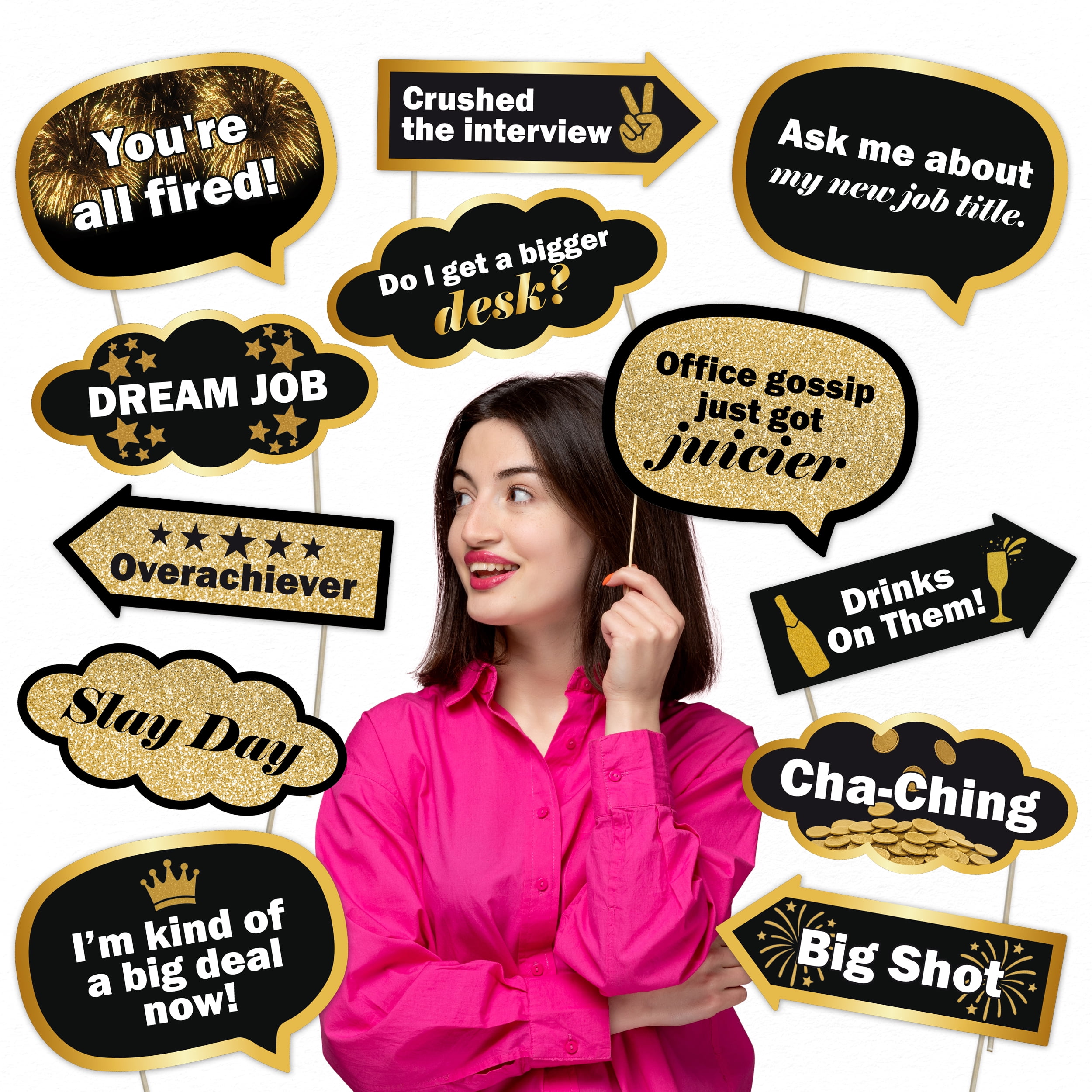 Job Promotion Photo Booth Props – 12 Funny Party Signs for Work ...