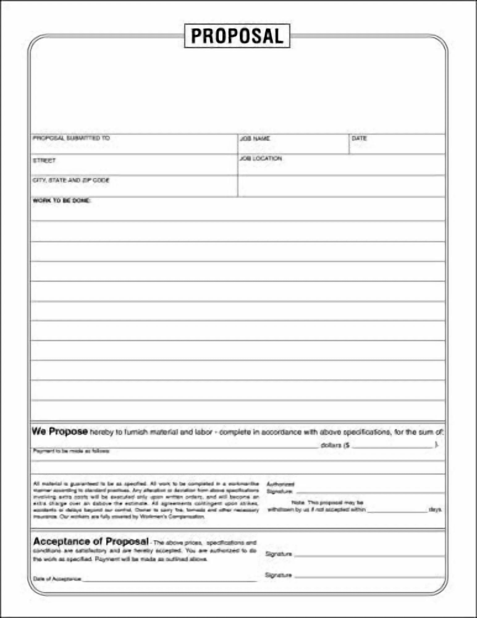 Job Proposal Form for Contractors - 2 Part Carbonless Form (250 Pack ...