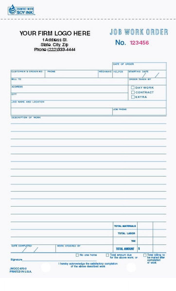 Job Work Order Form - Walmart.com