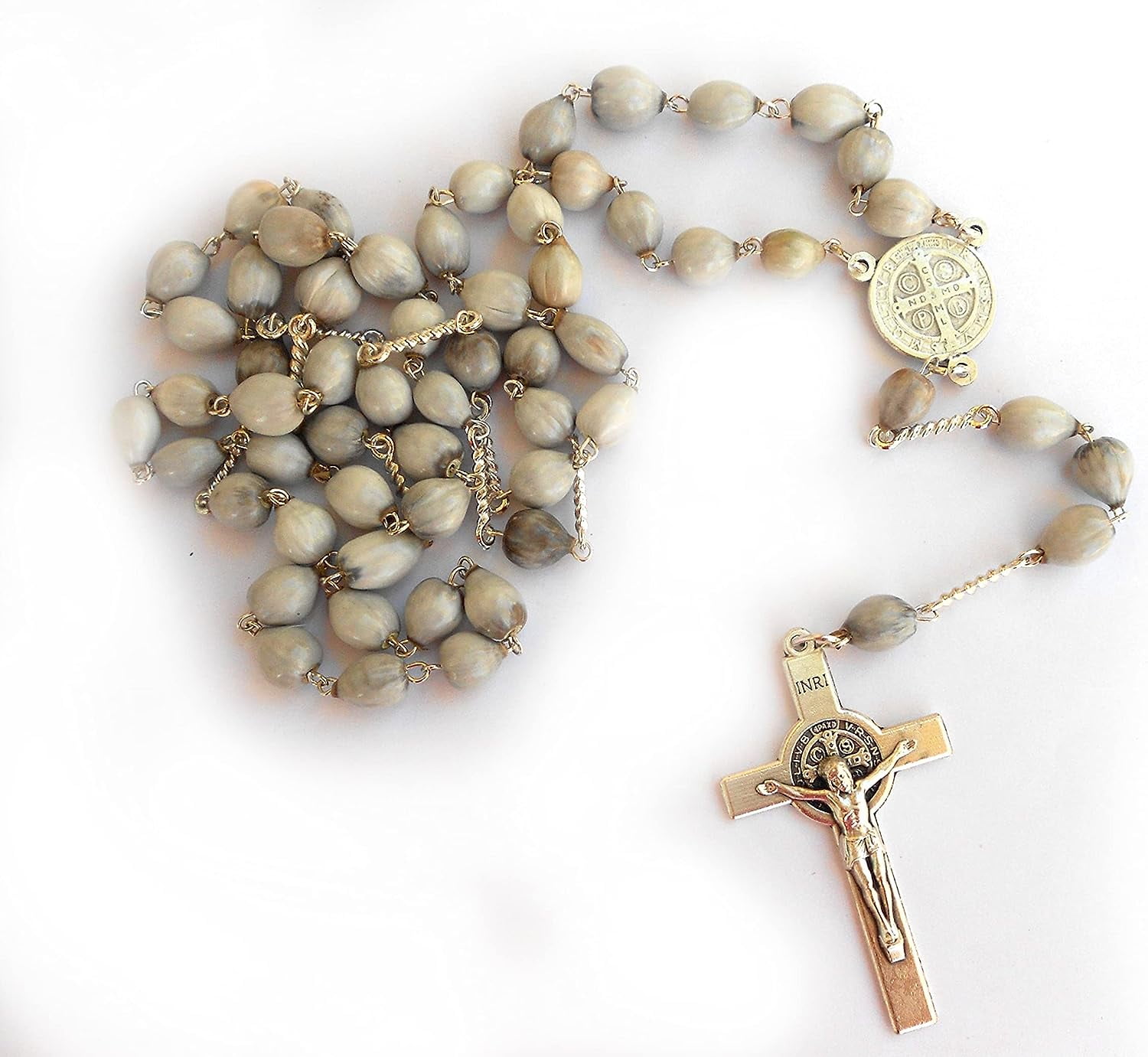 Job's Tears Seed Bead Rosary with Saint Benedict Medal and Crucifix ...