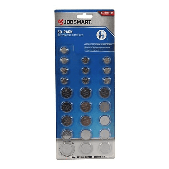 JobSmart BC50 Assorted Button Cell Batteries LR44, CR2016, CR2025 ...
