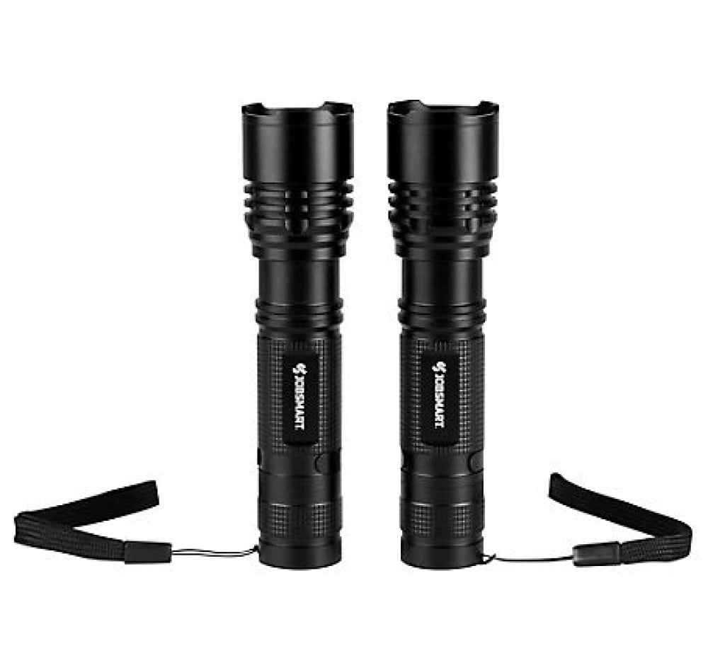 JobSmart BMFL2377 500-Lumen Aluminum LED Flashlights Black 2-Pack, 8.66 ...