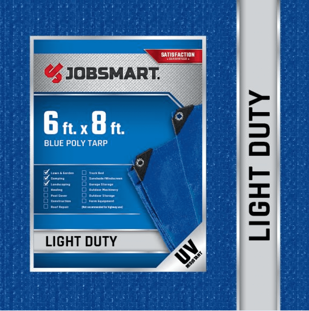 JobSmart LDBL0608 6 ft. x 8 ft. Blue Polyethylene Tarp, Light Duty ...