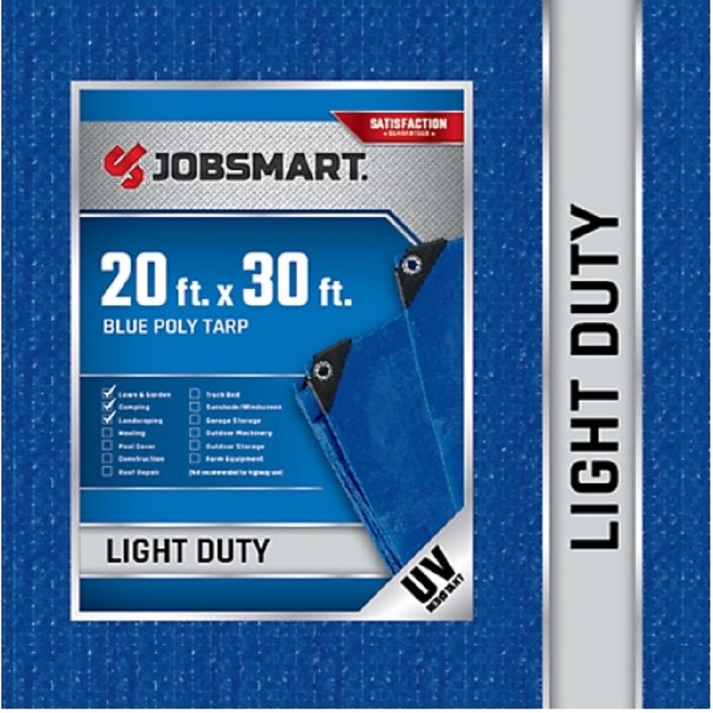 JobSmart LDBL2030 Blue Polyethylene Tarp 20 ft. x 30 ft., Light Duty ...