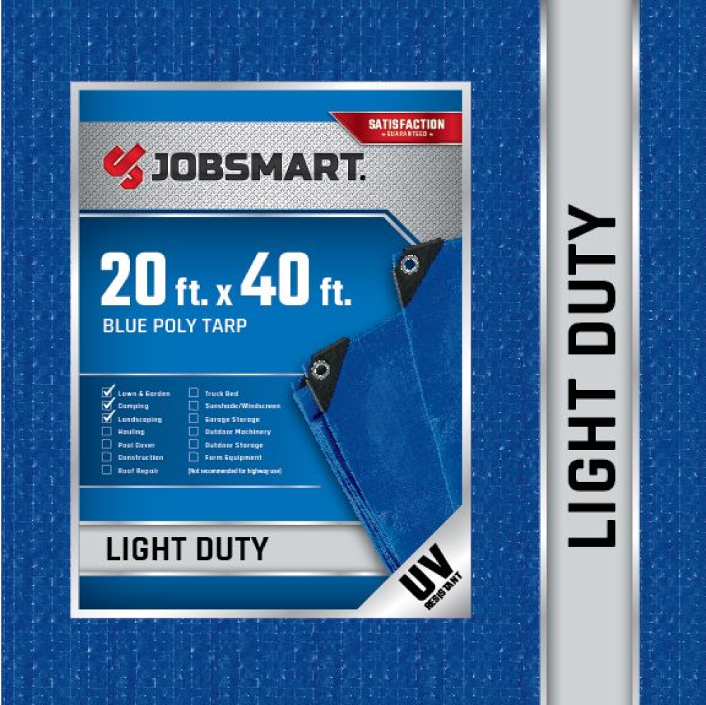 JobSmart LDBL2040 20 ft. x 40 ft. Blue Tarp, Light Duty - Walmart.com