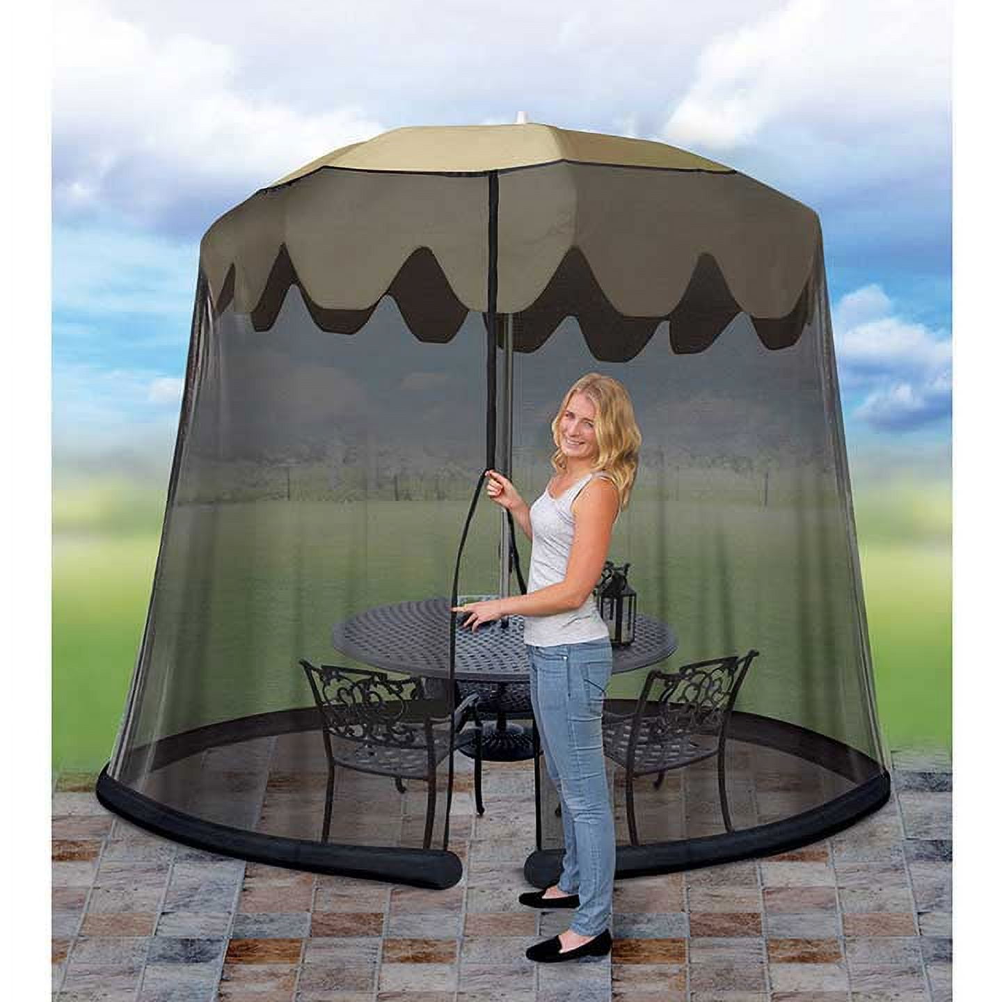 Outdoor Umbrella Drape Mesh Bug Screen - Fits 9 Foot Umbrella - Walmart.com
