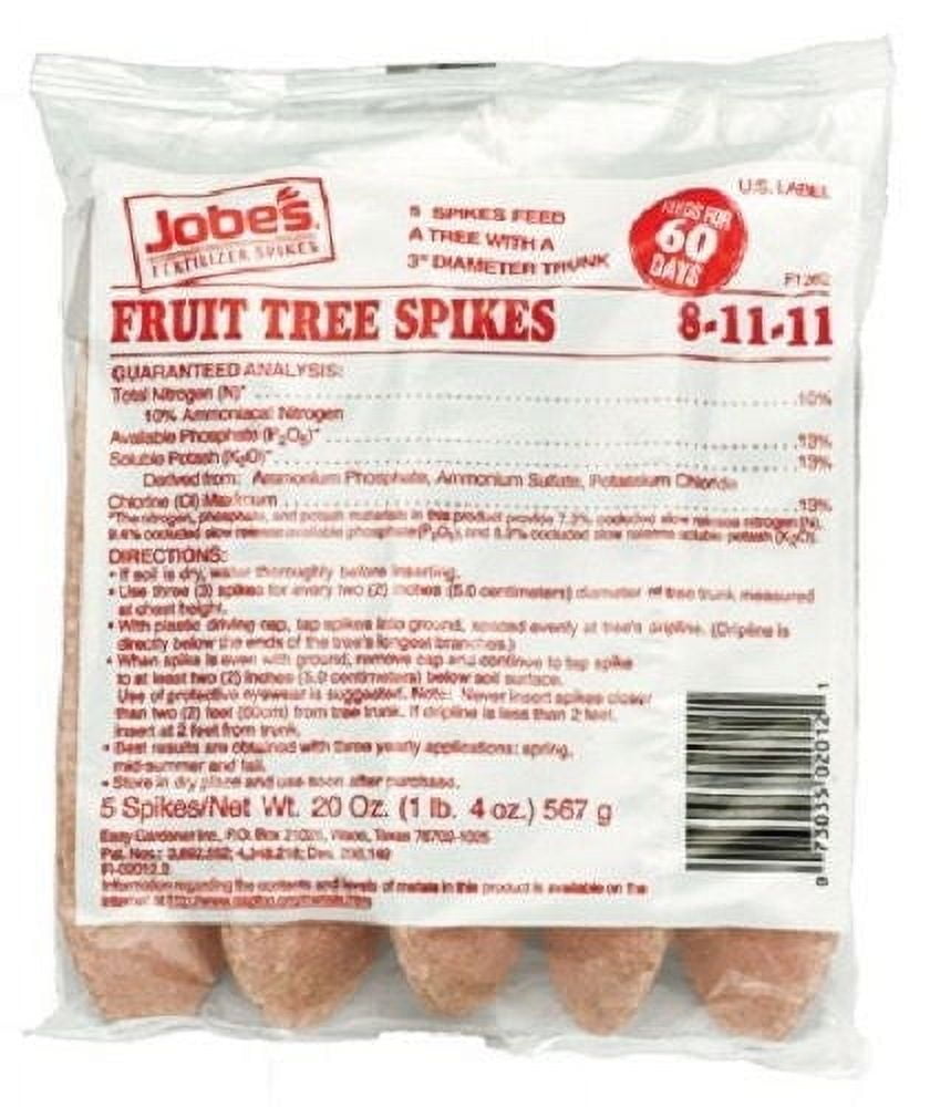 Jobe's 02012 5-Count Pack of 8-11-11 Fruit Tree Fertilizer / Food ...