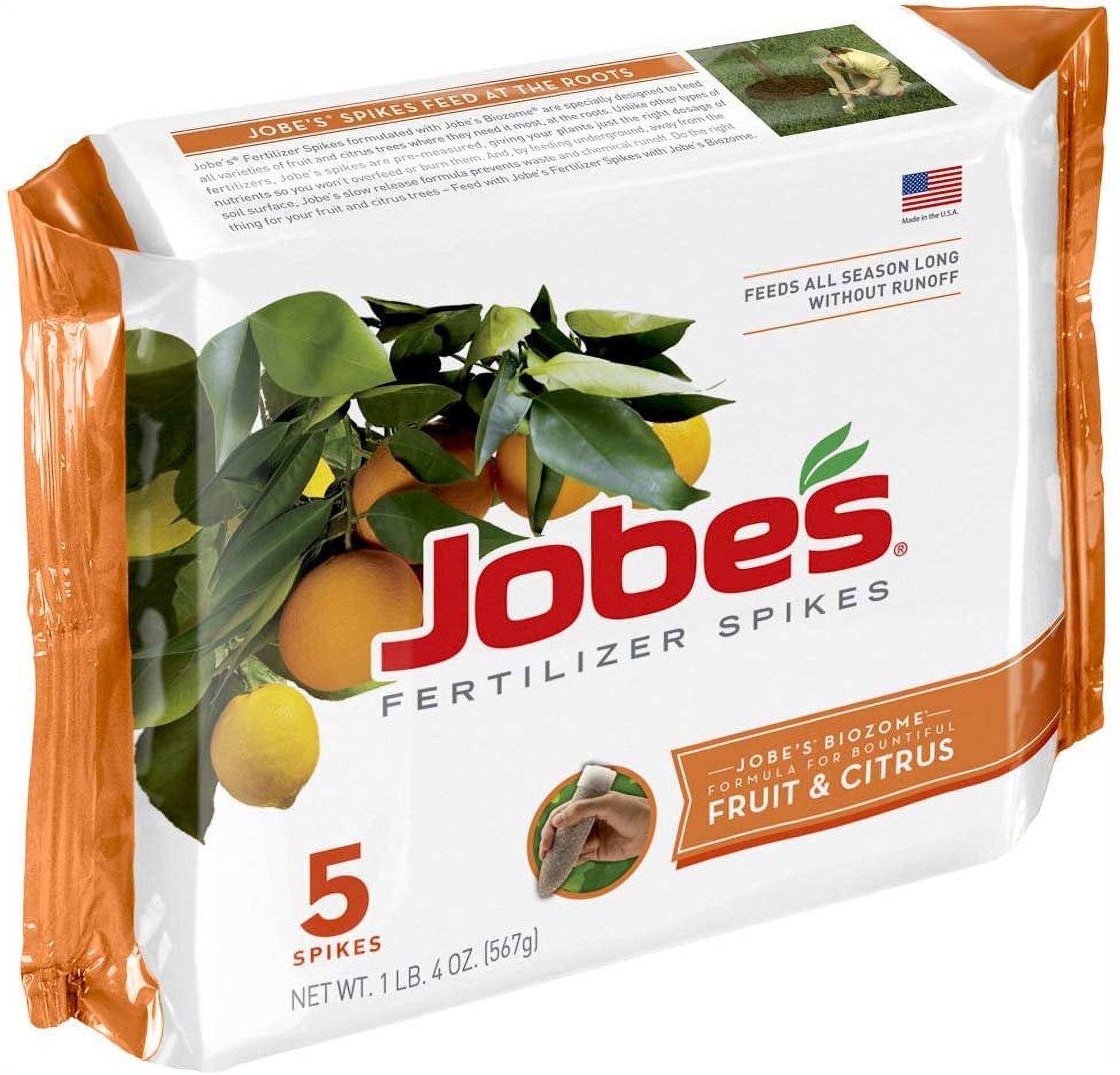 Jobe's Fruit & Citrus Fertilizer Spikes - Slow-Release, Synthetic - 5 ...