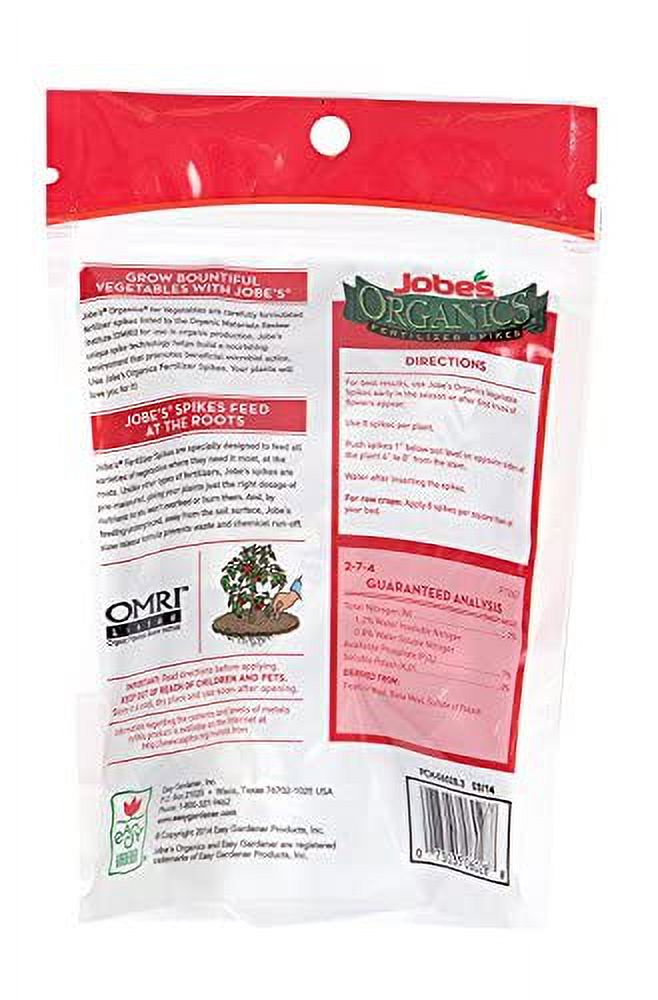 Jobe’s Organics Vegetable & Tomato Fertilizer Spikes, 2-7-4 Time ...
