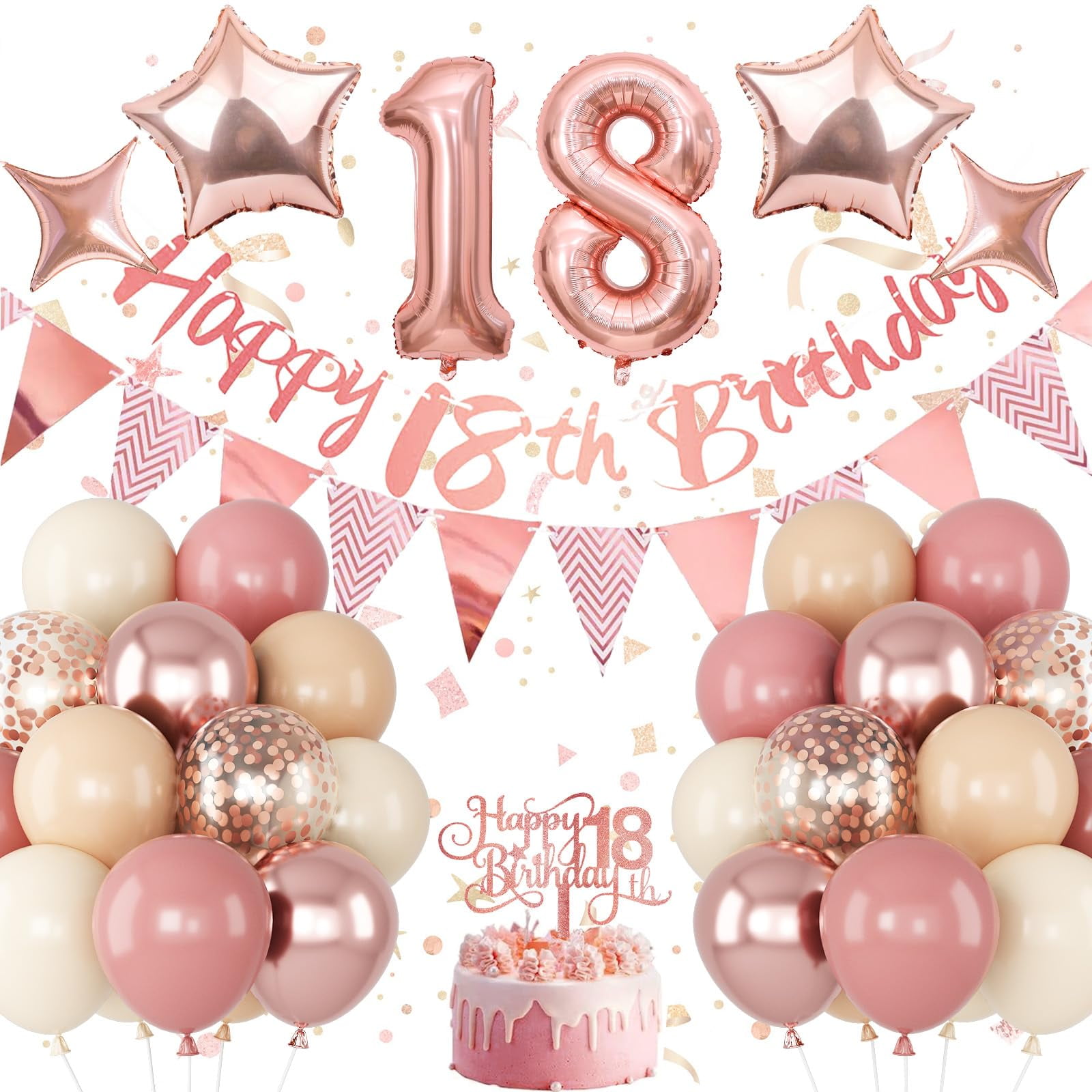 Jobkoo 18th Birthday Decorations SSF20 for Girls, Retro Nude Number 18 ...