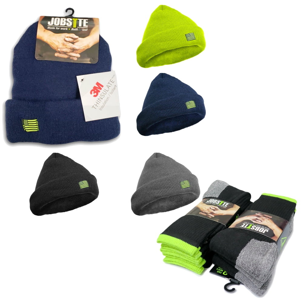 Jobsite 3M Thinsulate Men's Ultra Thick Solid Cuffed Beanie + Odor ...