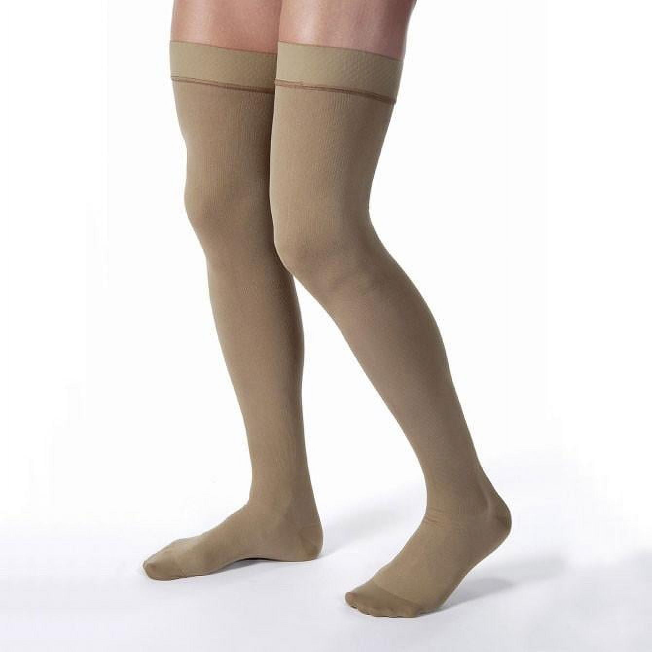 JOBST forMen Ribbed Thigh High Dot Band Closed Toe 30-40mmHg (Khaki ...