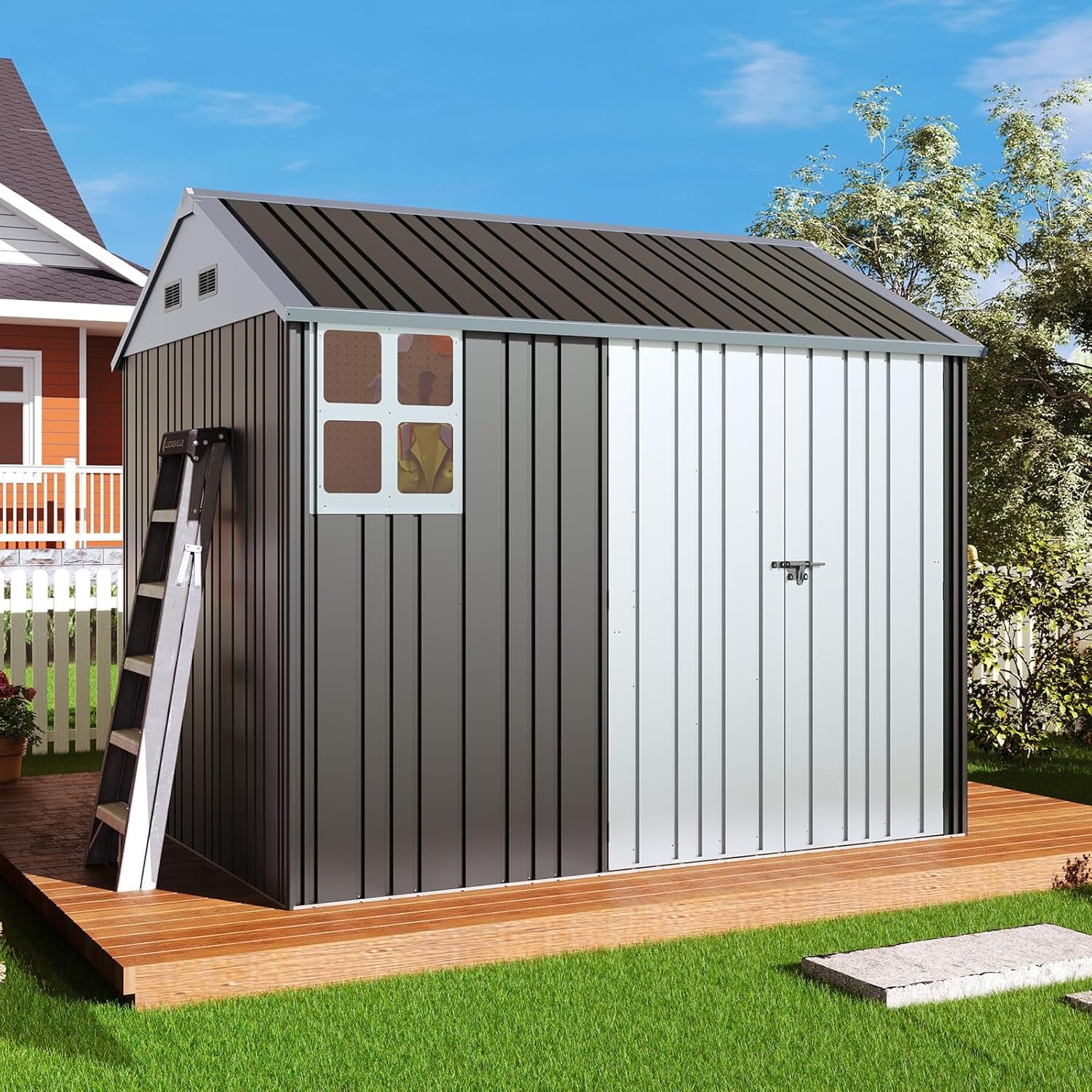 Jocisland 10x8.6x7.5 FT Sheds & Outdoor Storage, 4 Vents and Lockable ...