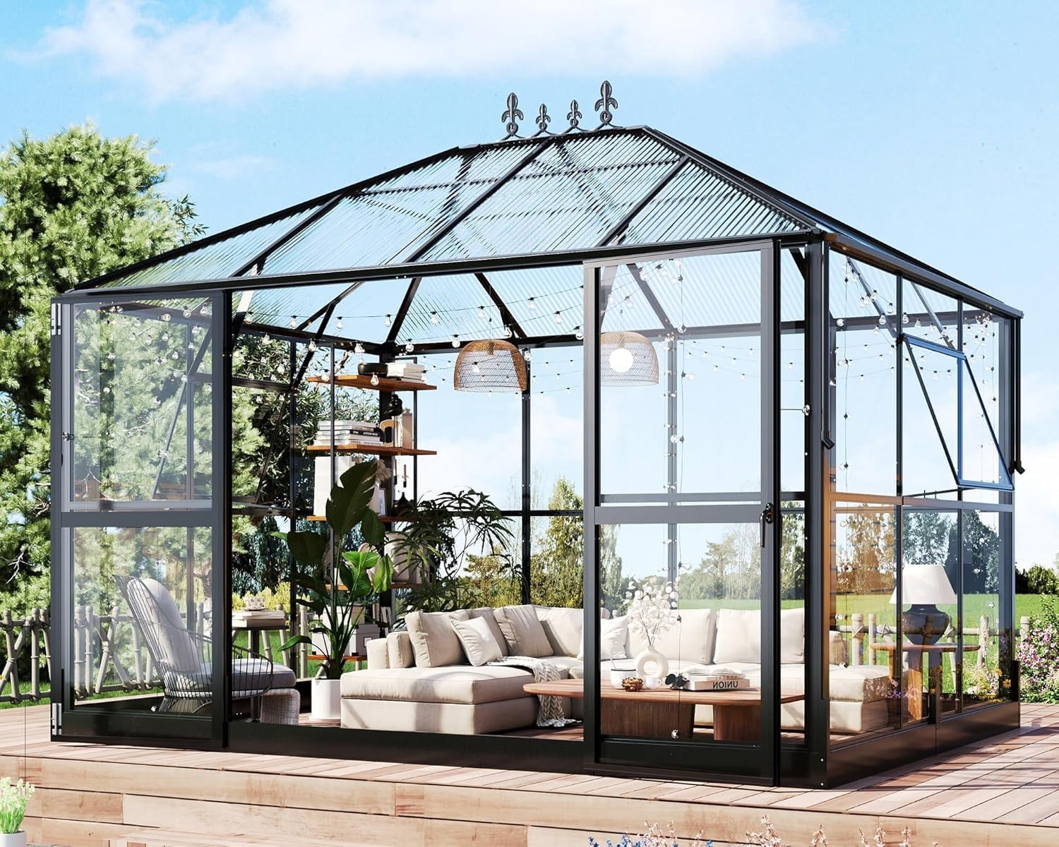 Jocisland 11x8.5x8.5 FT Pavilion Styled Greenhouse with Clear Panels ...