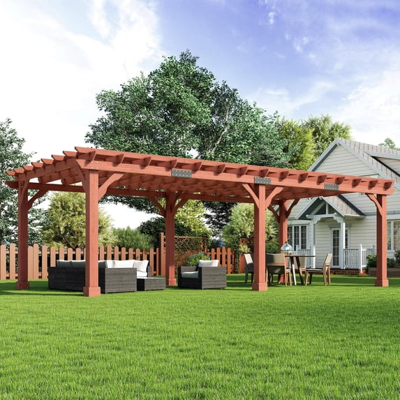 Jocisland 12x24 ft Outdoor Wooden Pergola, Large Solid Cedar Pergola ...