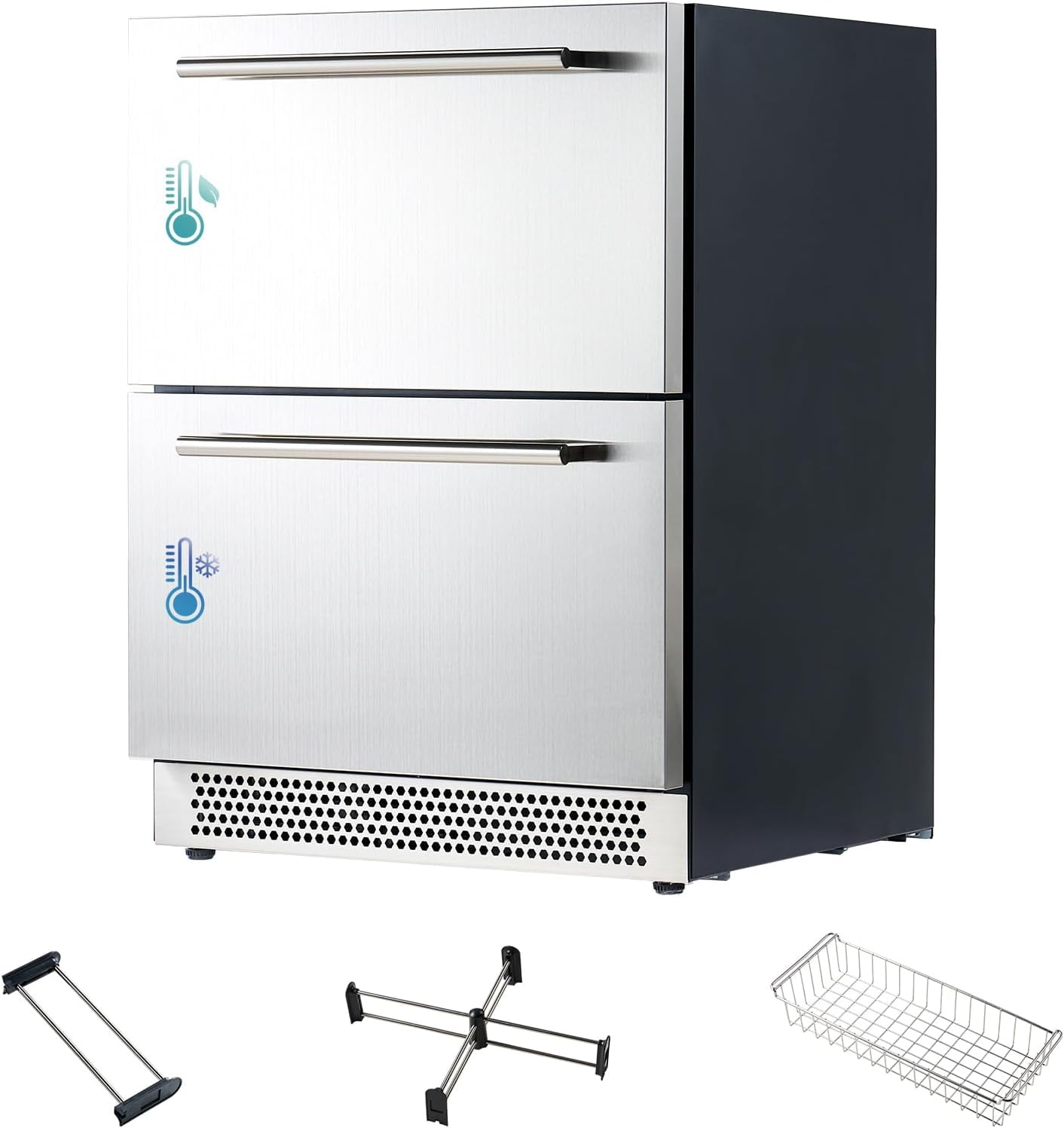 Jocisland 24 Inch Under Counter Drawer Fridge – Stainless Steel Dual ...