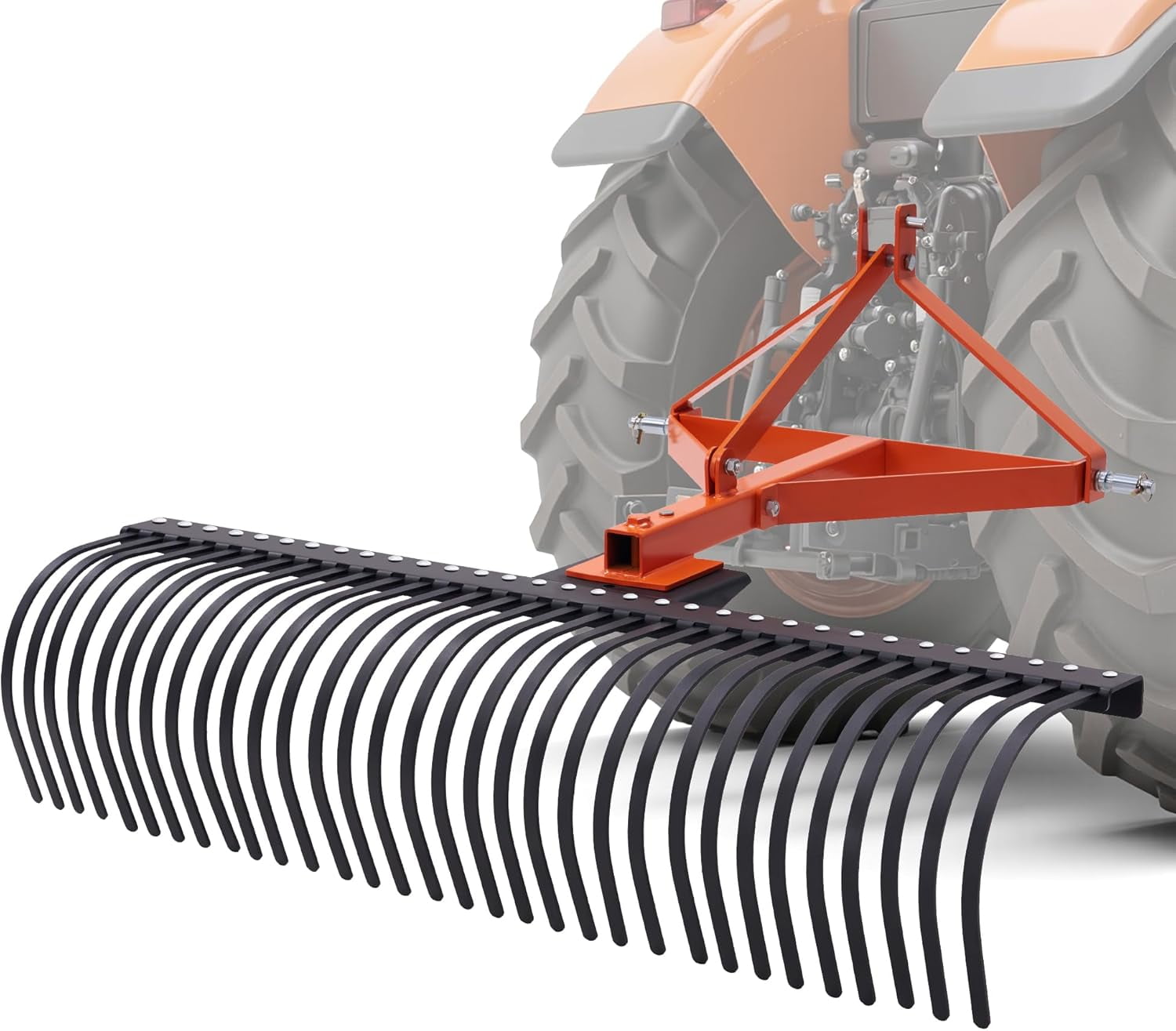 Jocisland 3 Point Tow Behind Rake, 60" Adjustable Angle with 32 Steel ...