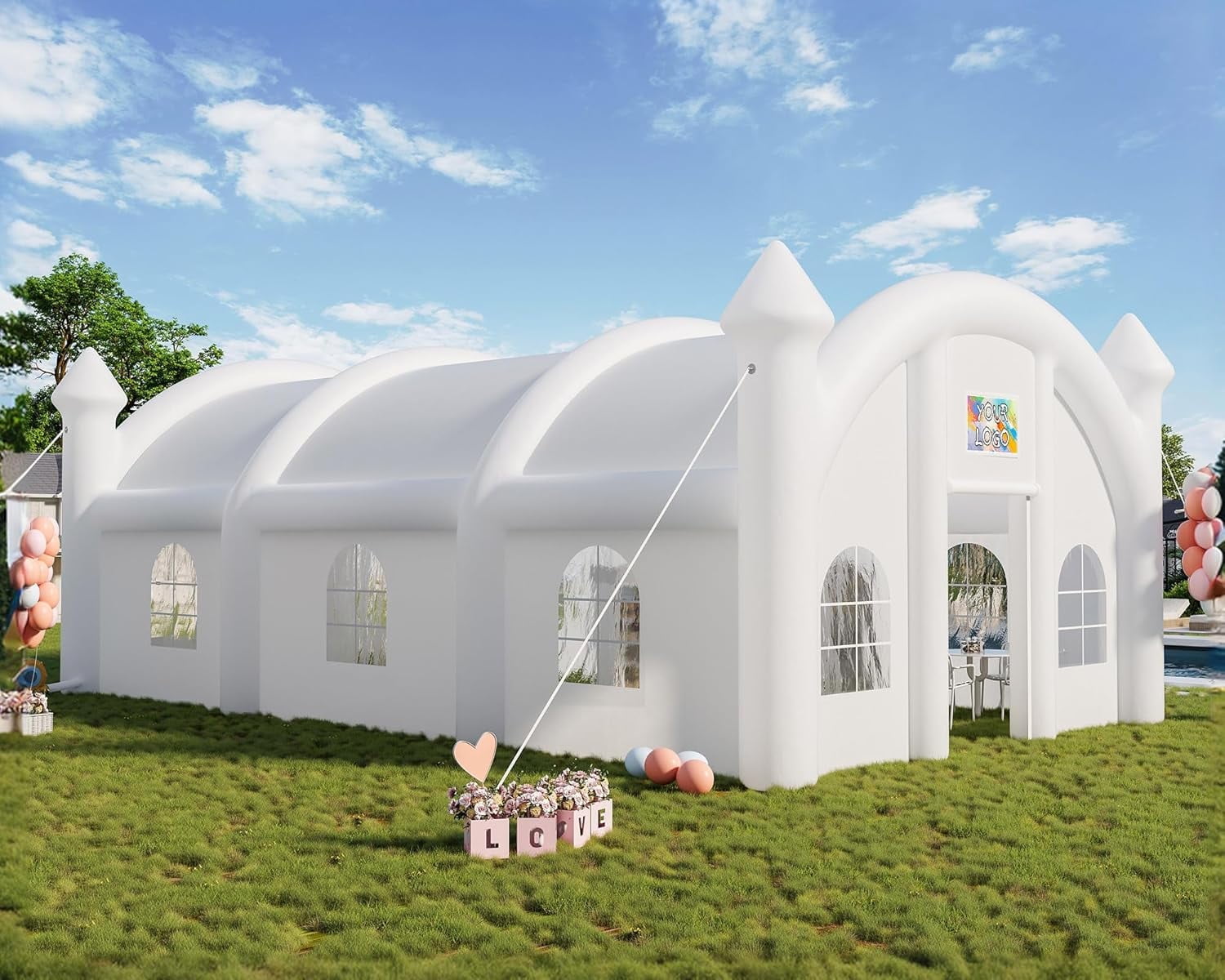 Jocisland 40x23x15 FT Large Inflatable Wedding Tent, 210D Oxford Fabric ...